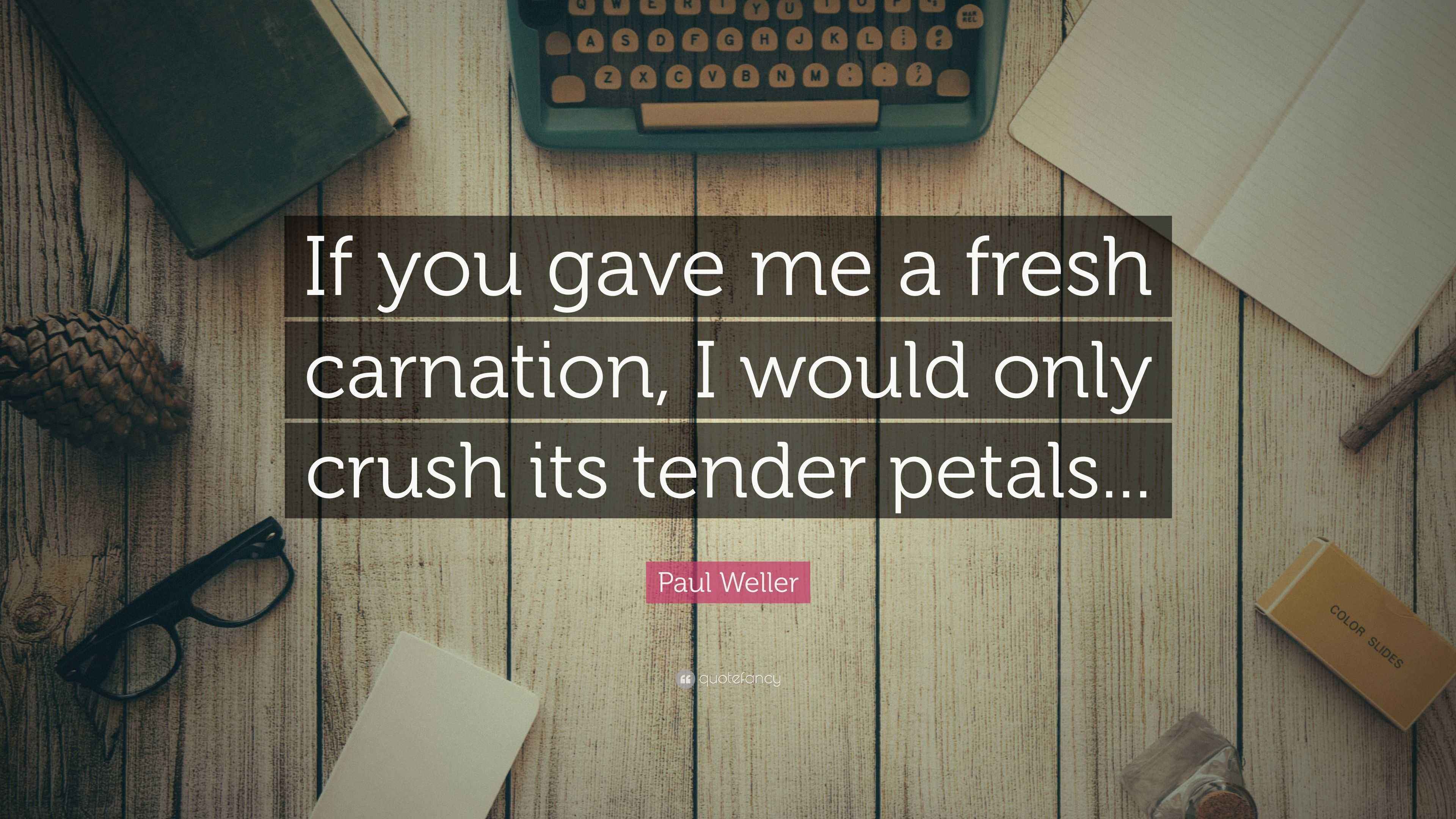 Paul Weller Quote: “If you gave me a fresh carnation, I would only ...