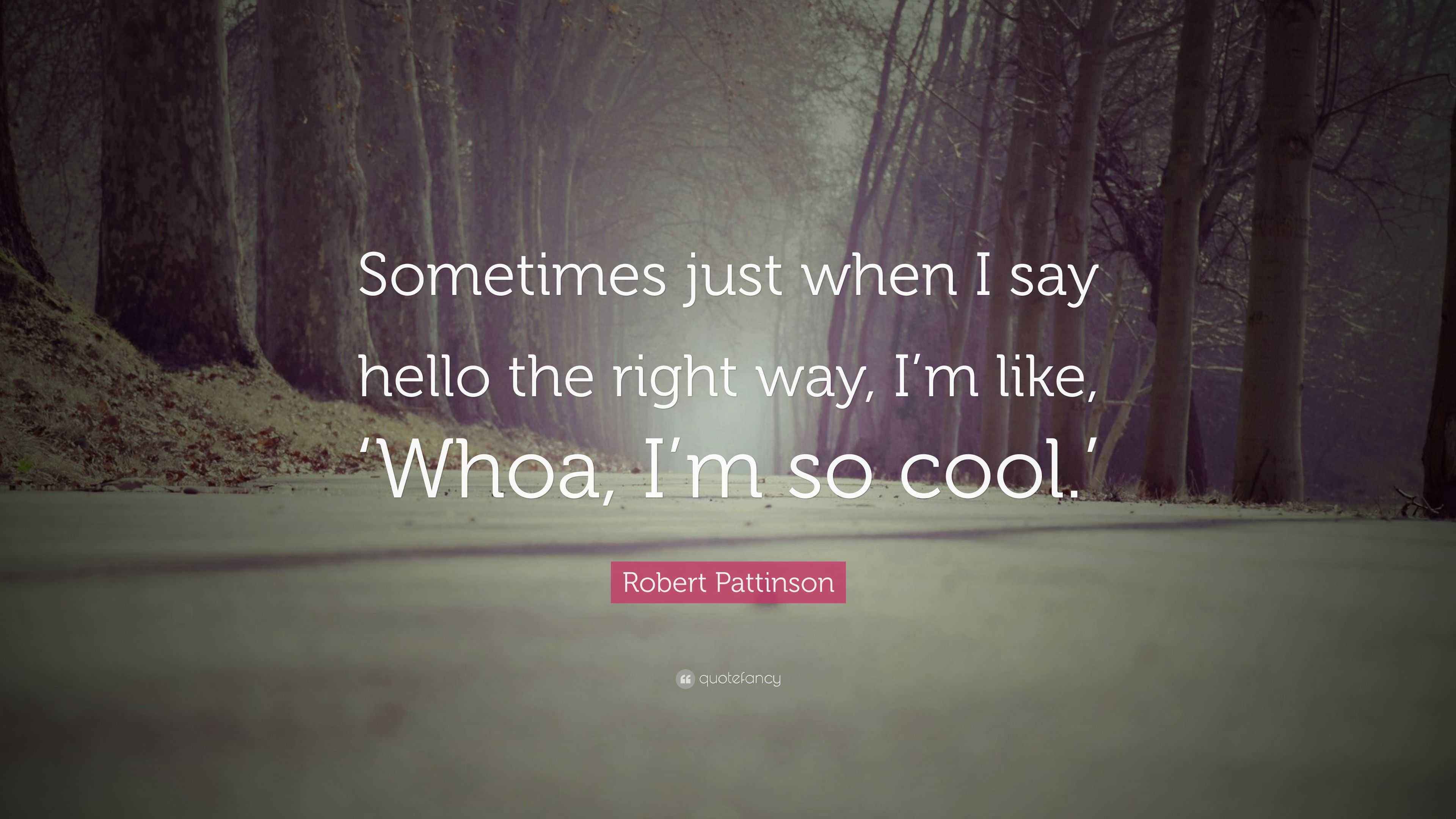 Robert Pattinson Quote: “Sometimes just when I say hello the right way ...