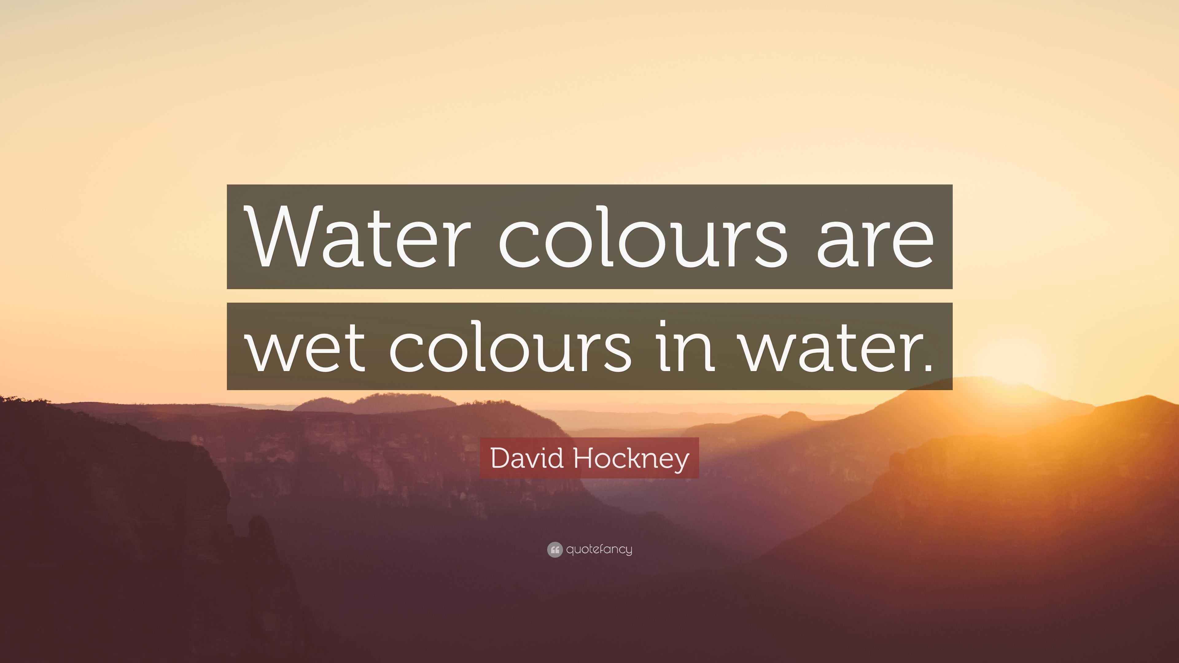 David Hockney Quote: “Water colours are wet colours in water.”