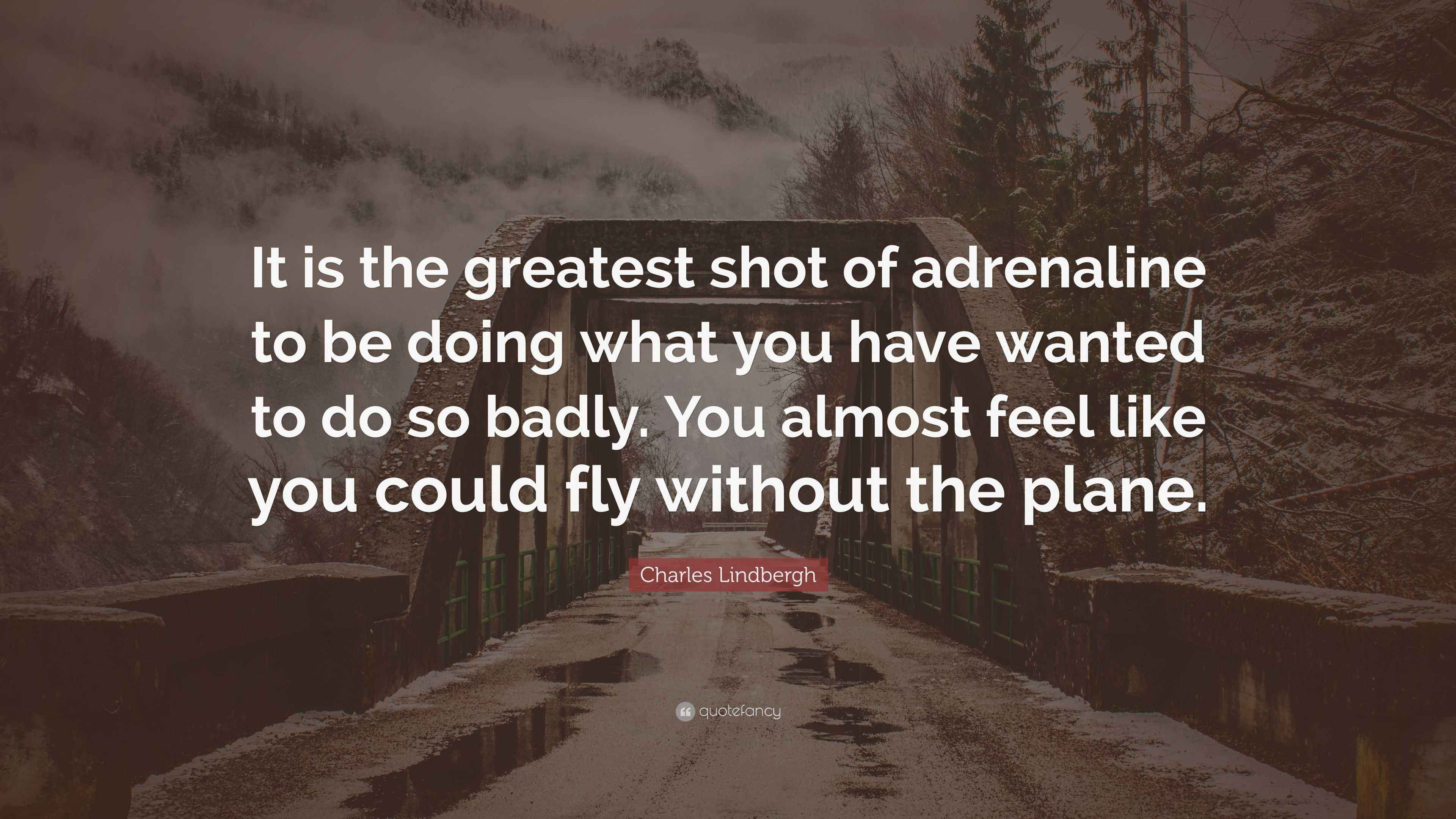 Charles Lindbergh Quote: “It is the greatest shot of adrenaline to be ...
