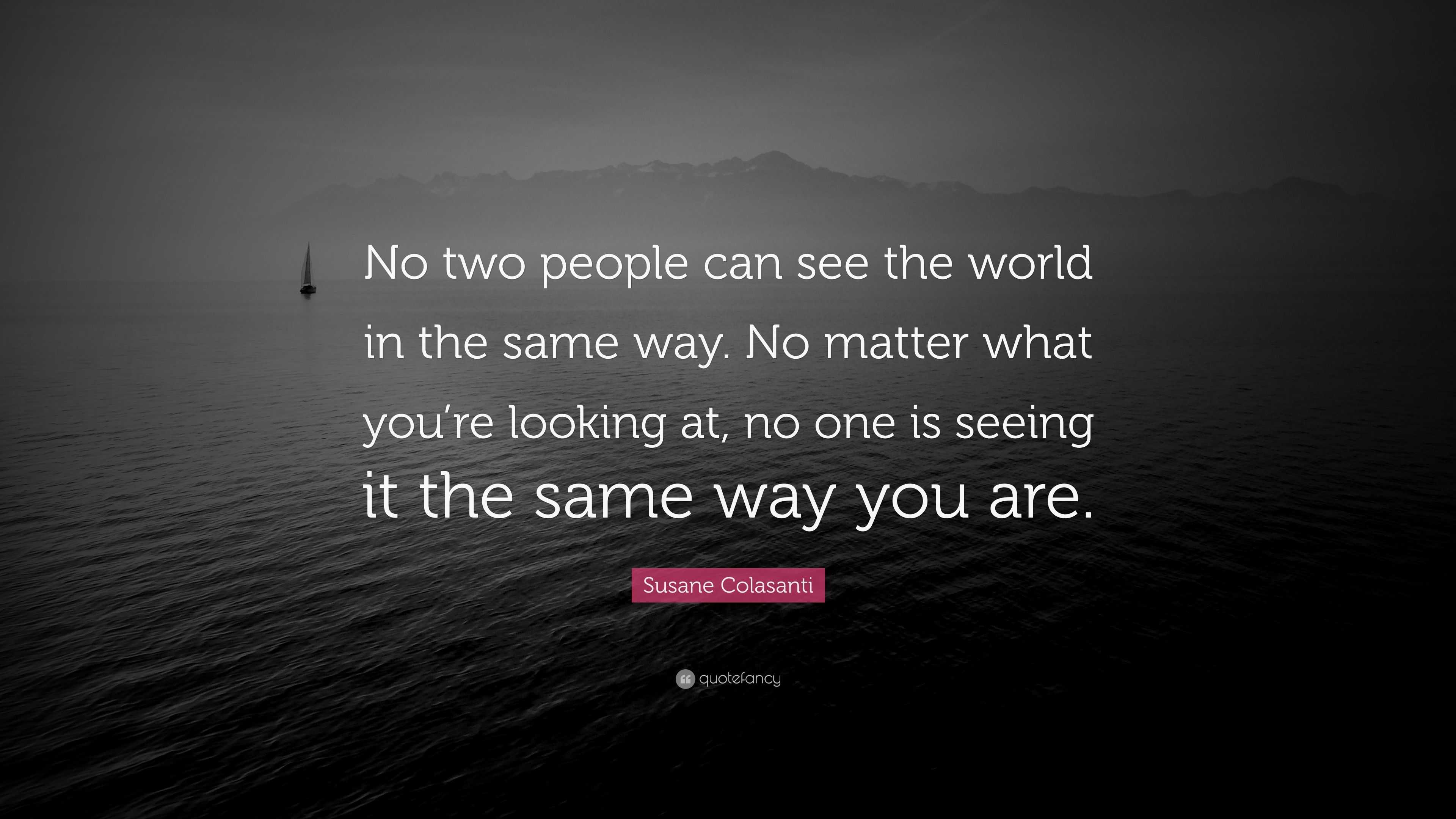 Susane Colasanti Quote: “No two people can see the world in the same ...