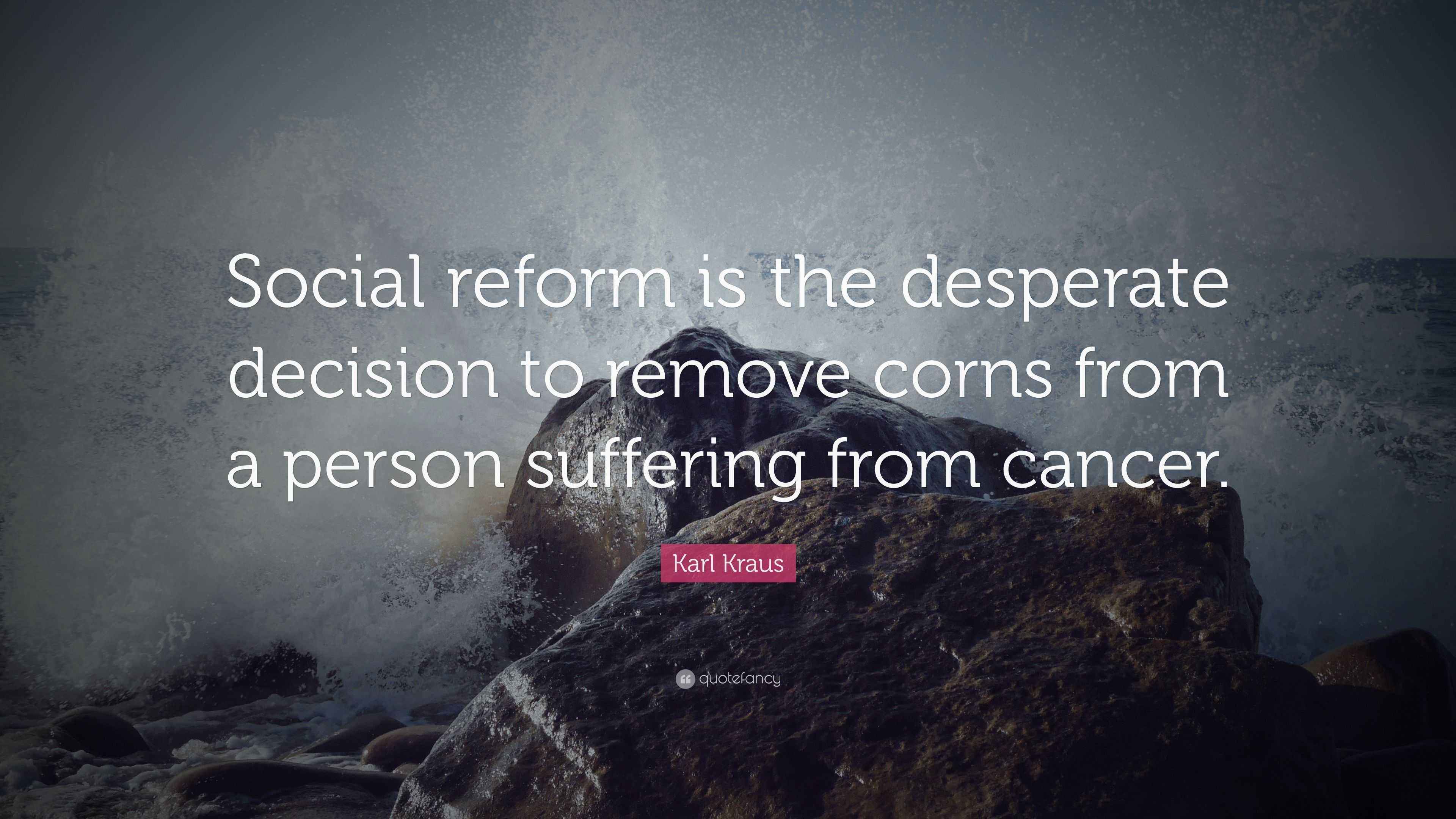 Karl Kraus Quote: “Social reform is the desperate decision to remove ...