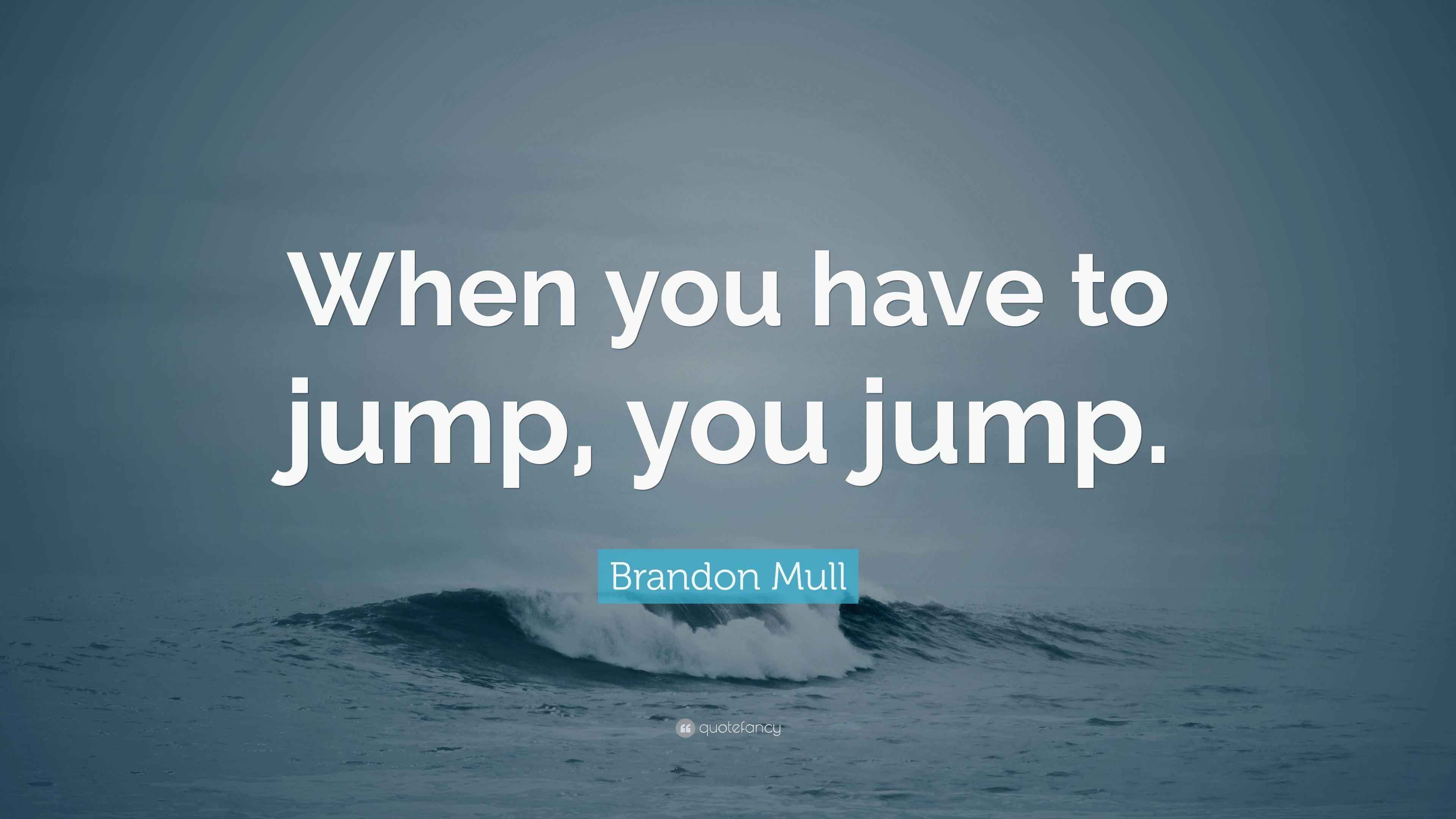 Brandon Mull Quote: “When you have to jump, you jump.”