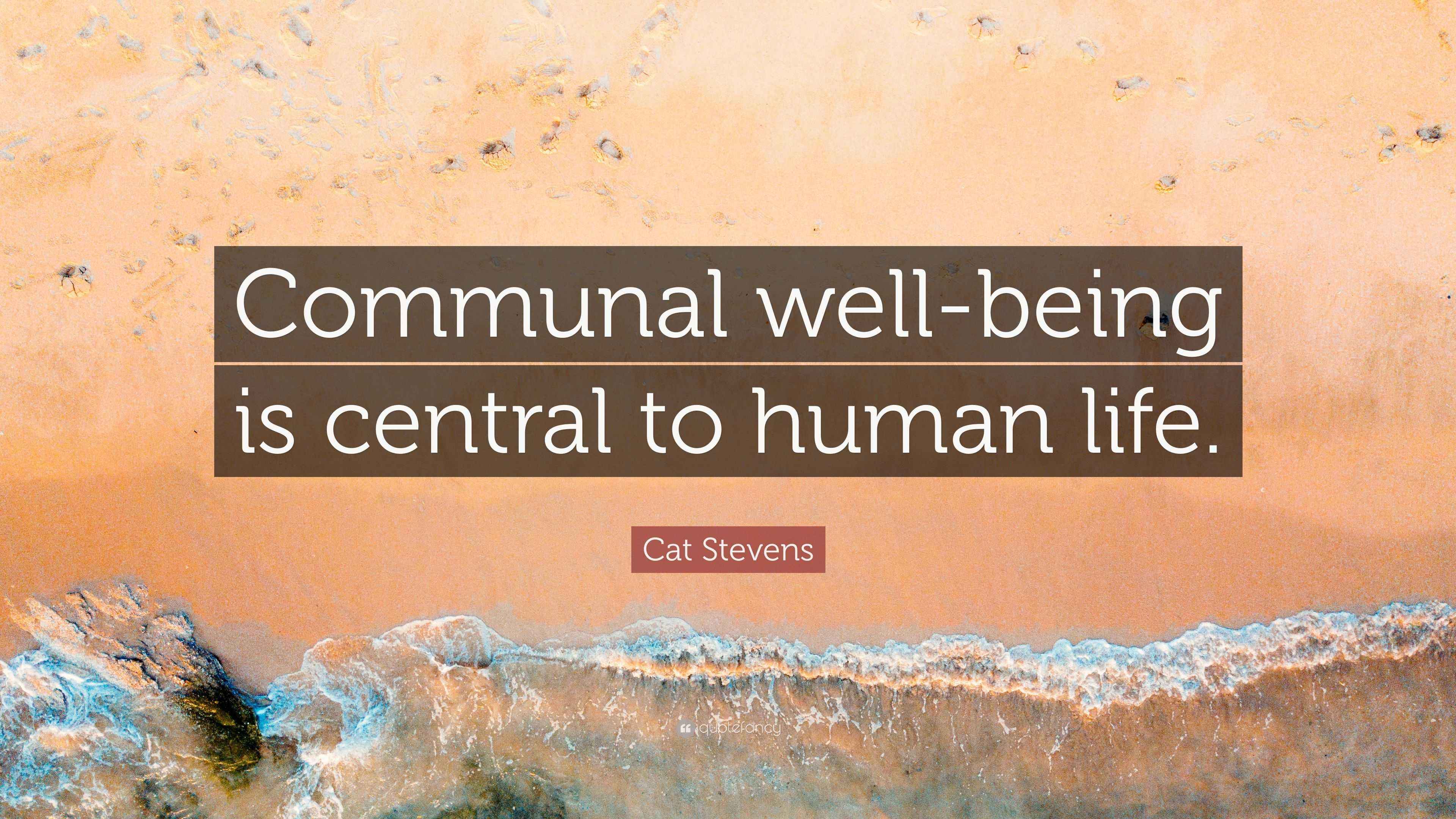 Cat Stevens Quote: “Communal well-being is central to human life.”
