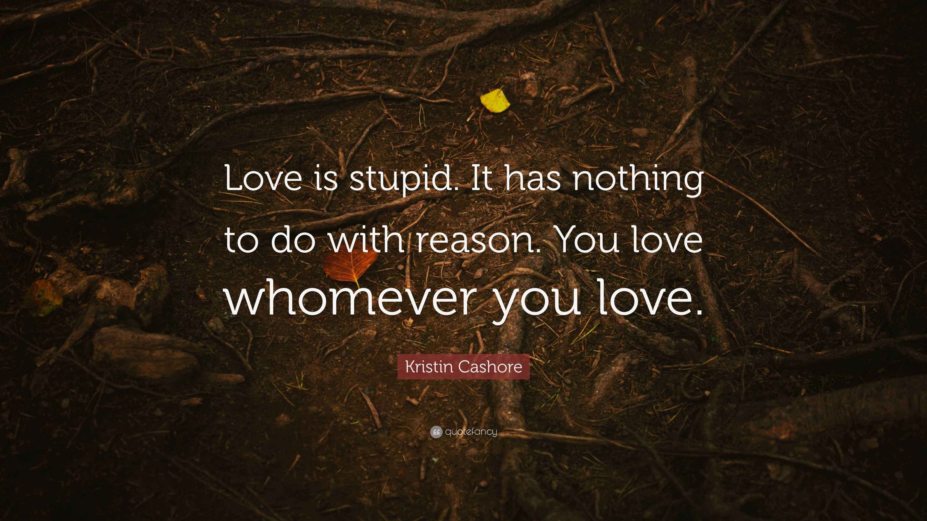 Kristin Cashore Quote: “Love is stupid. It has nothing to do with ...