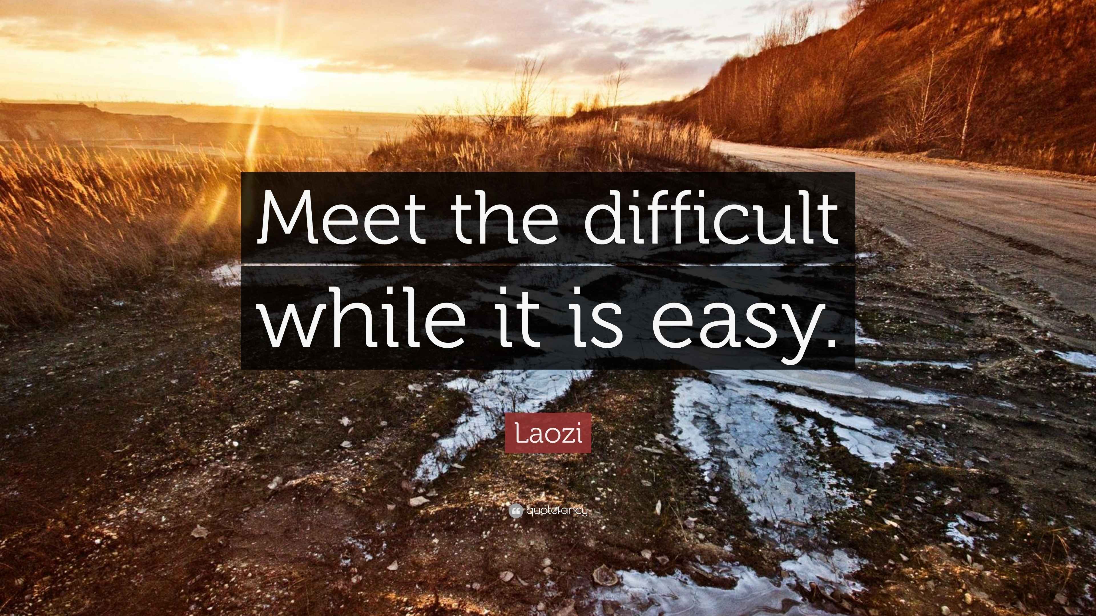 Laozi Quote: “Meet the difficult while it is easy.”
