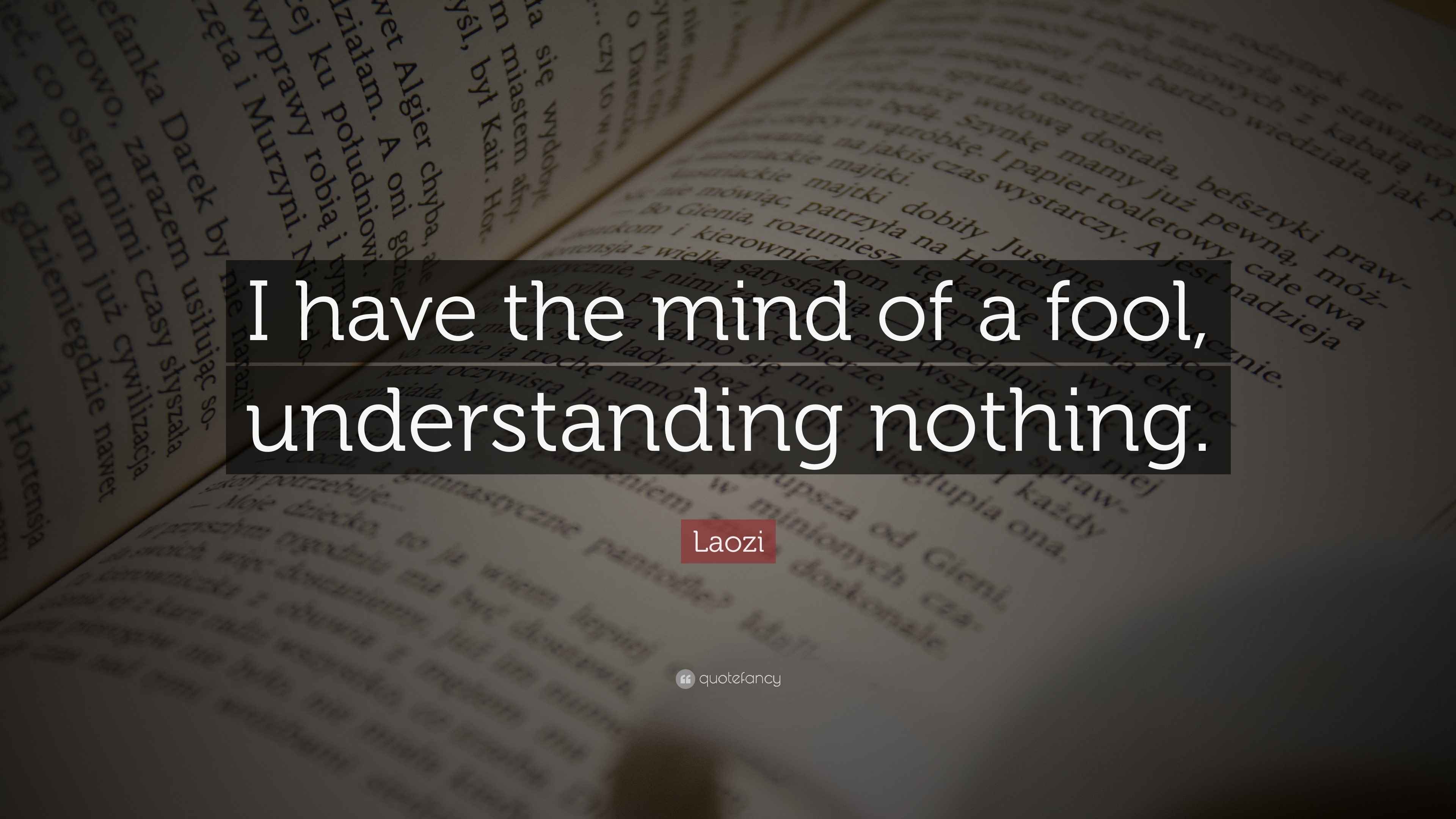 Laozi Quote: “I have the mind of a fool, understanding nothing.”