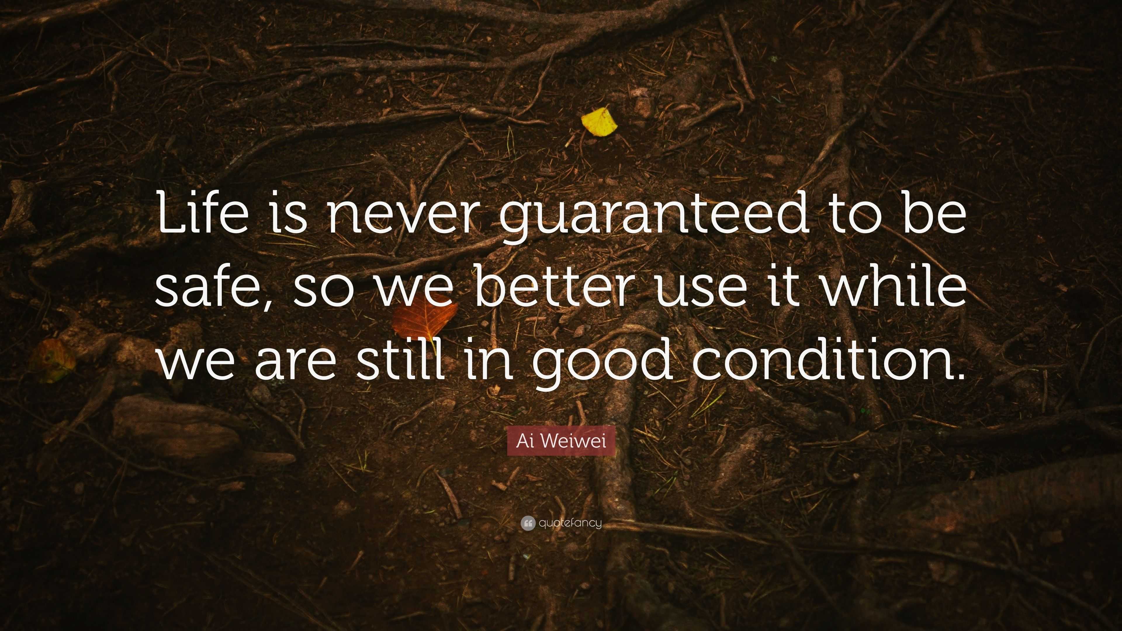 Ai Weiwei Quote: “Life is never guaranteed to be safe, so we better use ...