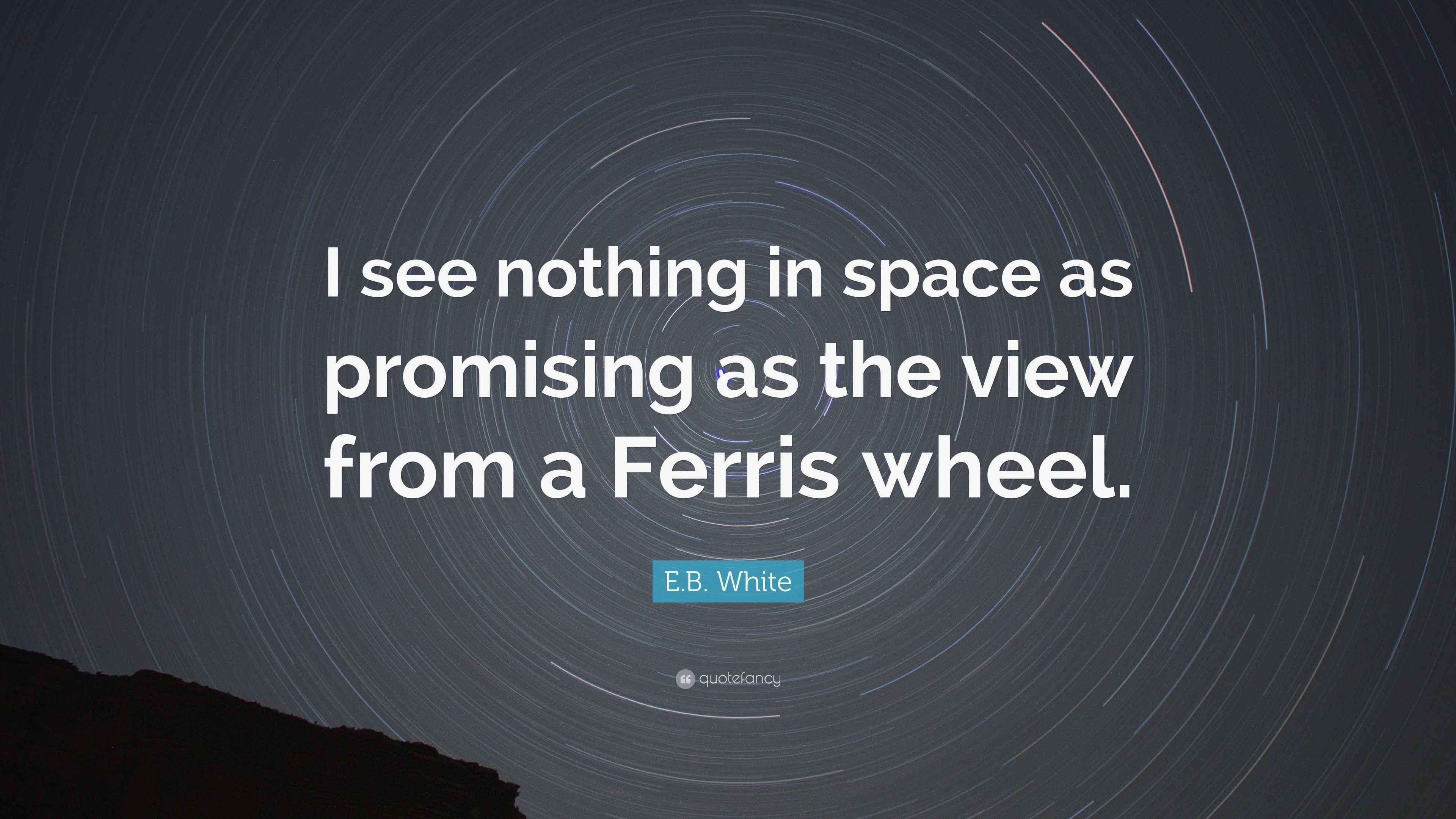 E.B. White Quote: “I see nothing in space as promising as the view from ...