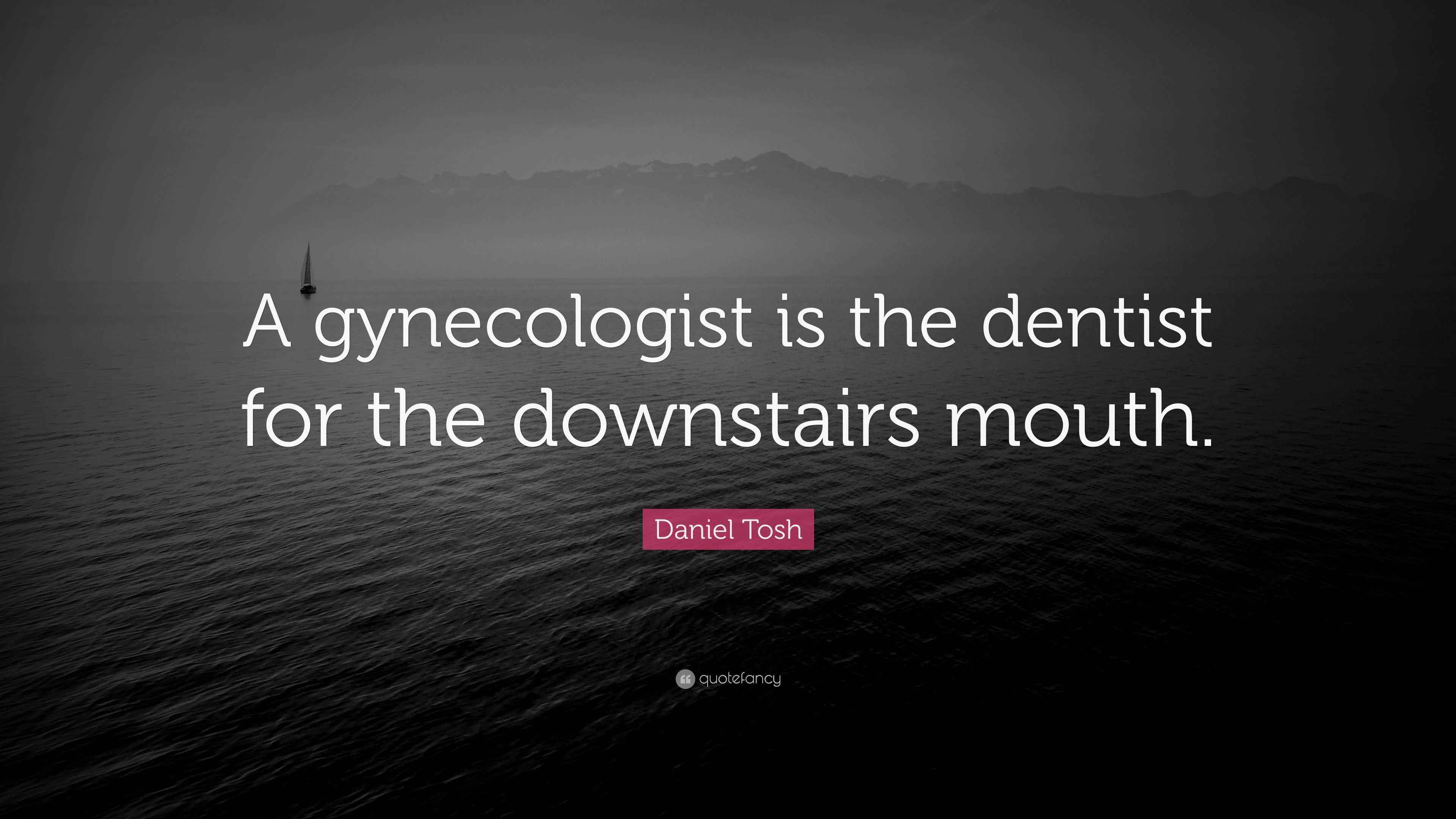 Daniel Tosh Quote: “A gynecologist is the dentist for the downstairs ...