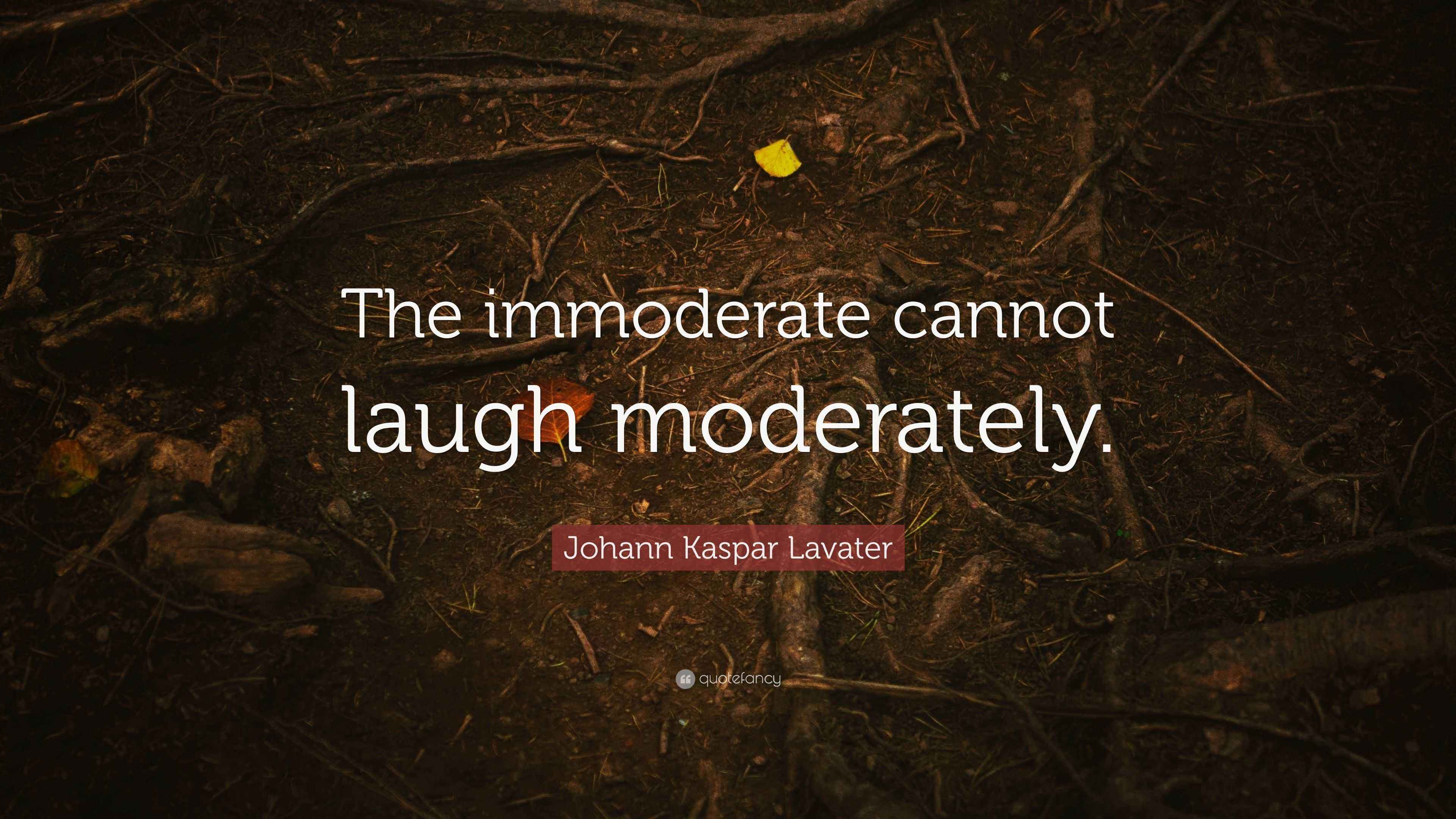 Johann Kaspar Lavater Quote: “The immoderate cannot laugh moderately.”