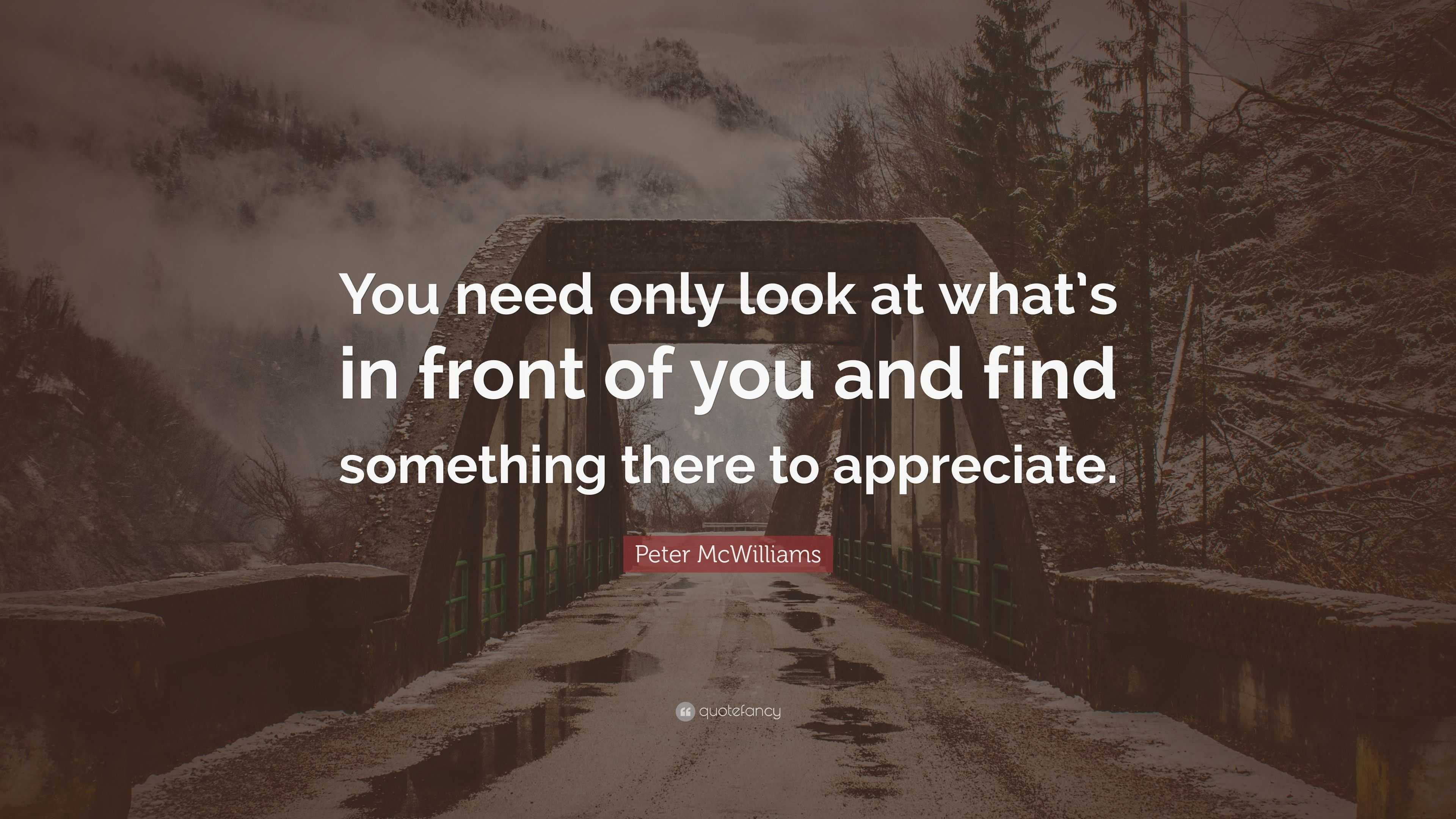 Peter McWilliams Quote: “You need only look at what’s in front of you ...
