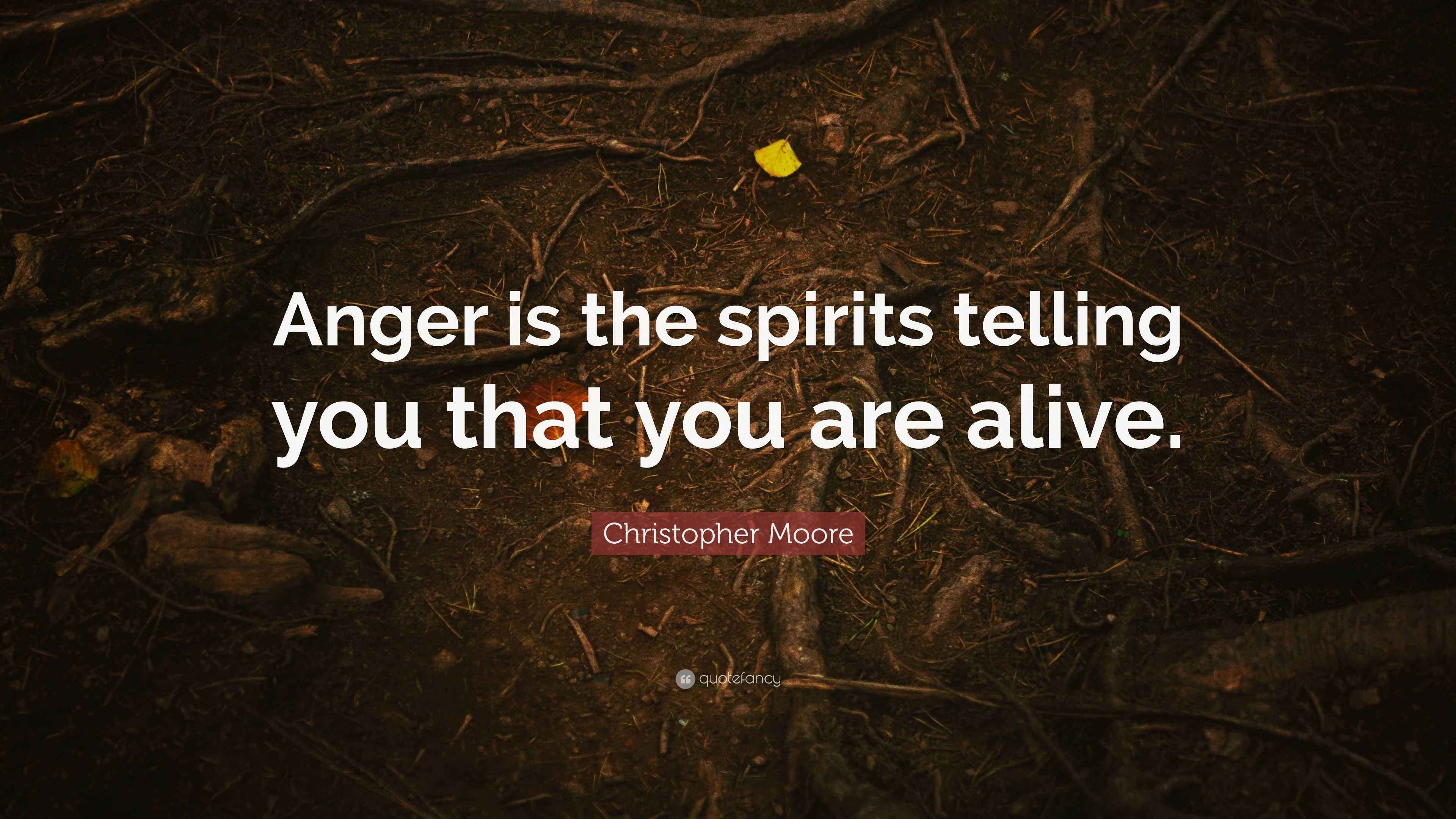 Christopher Moore Quote: “Anger is the spirits telling you that you are ...