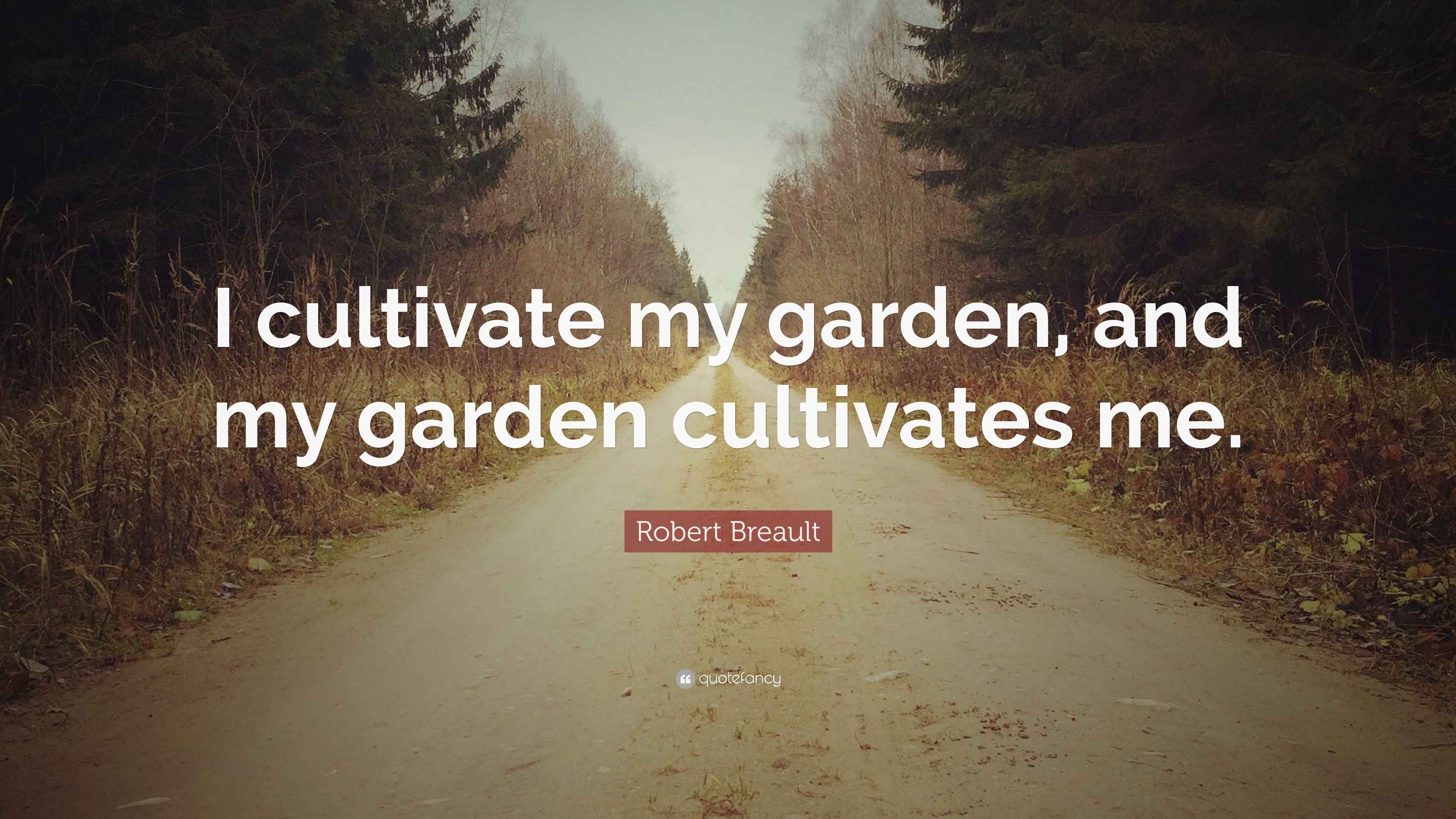 Robert Breault Quote: “I cultivate my garden, and my garden cultivates me.”
