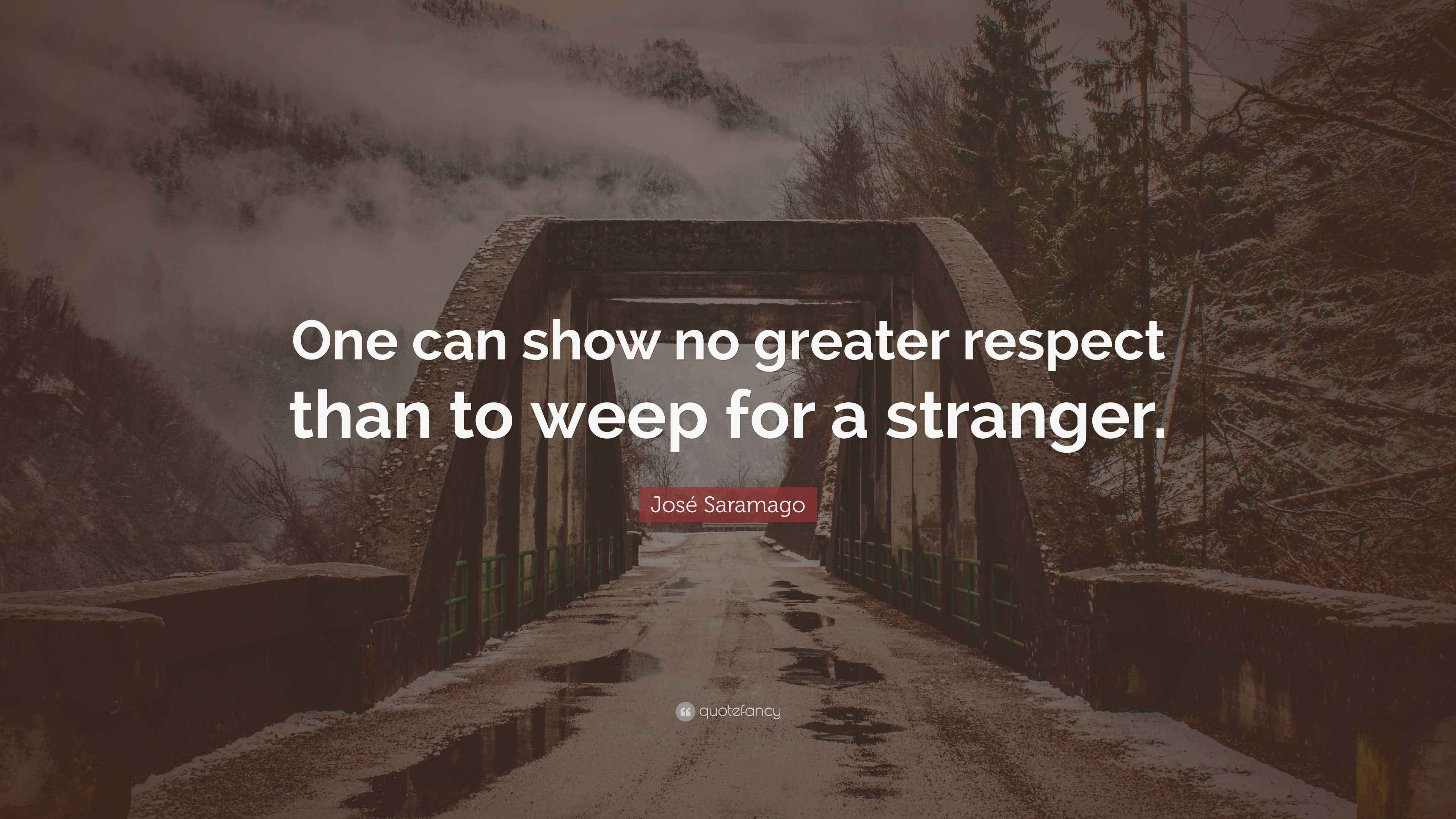 José Saramago Quote: “One can show no greater respect than to weep for ...