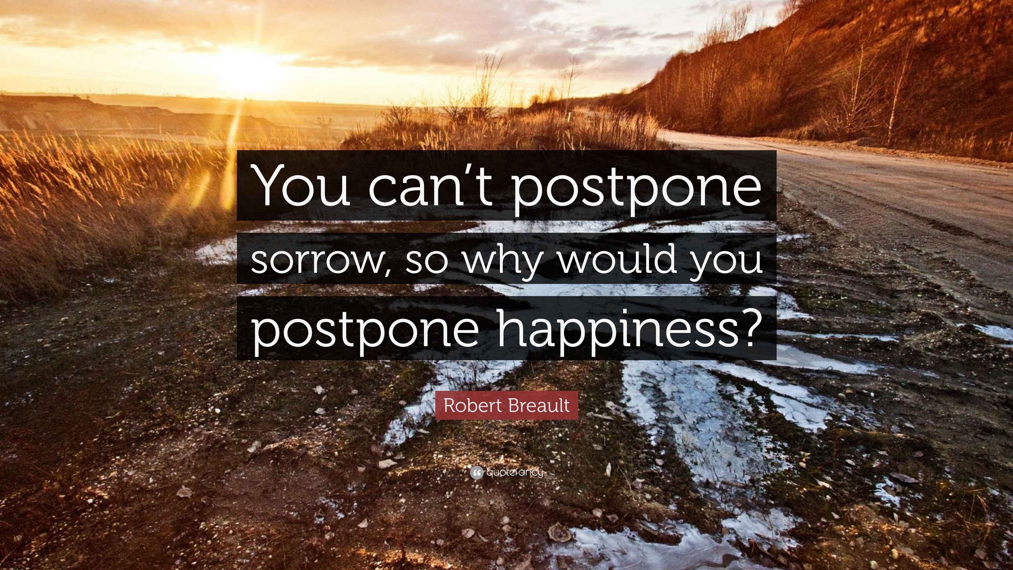 Robert Breault Quote: “You can’t postpone sorrow, so why would you ...
