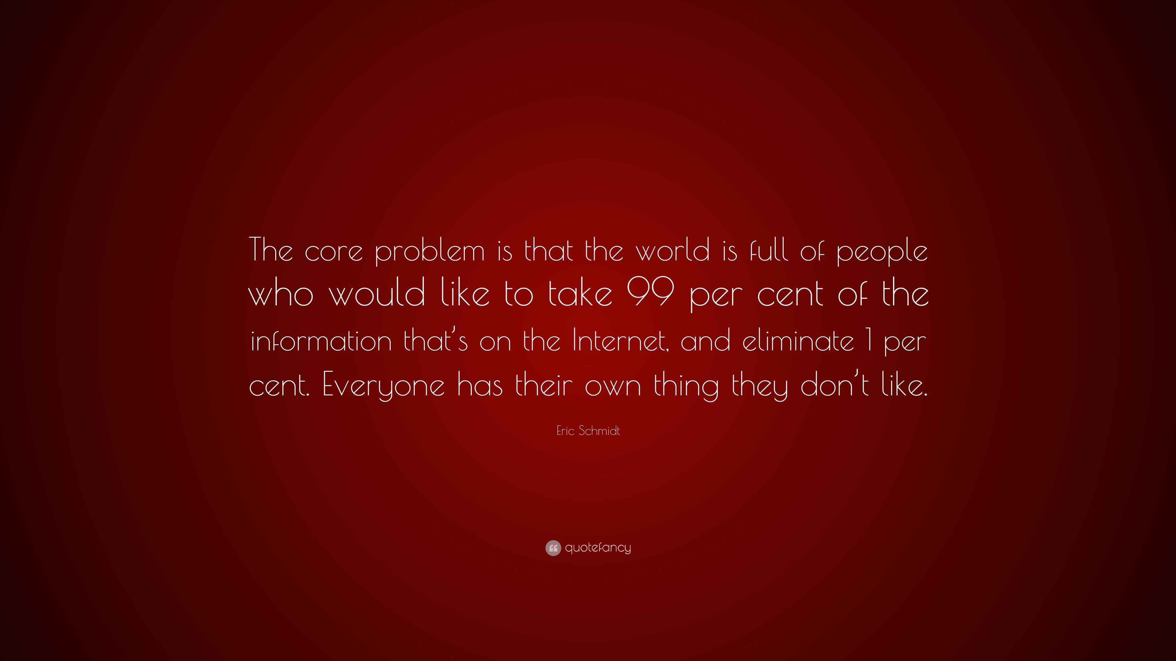 Eric Schmidt Quote: “The core problem is that the world is full of ...
