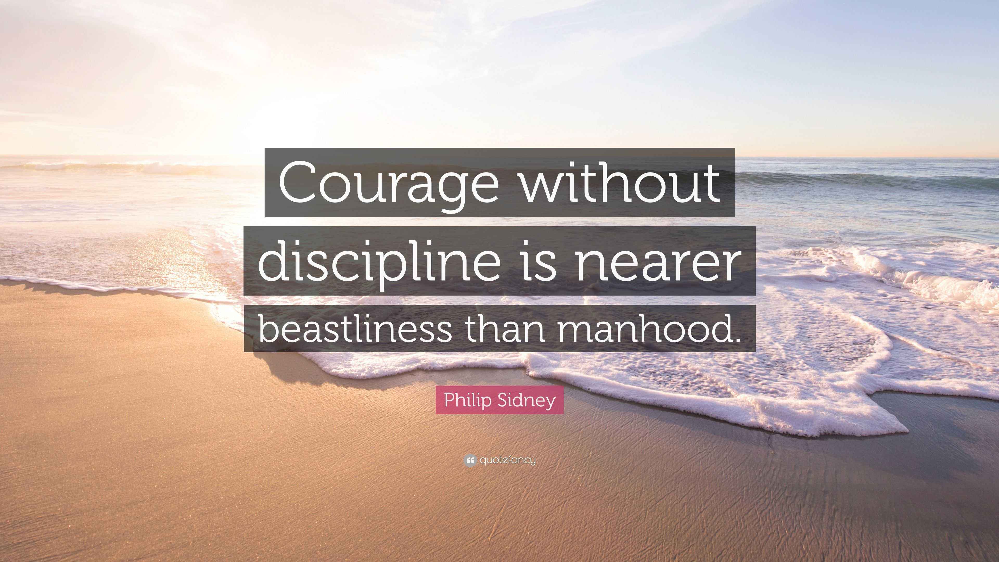 Philip Sidney Quote: “Courage without discipline is nearer beastliness ...