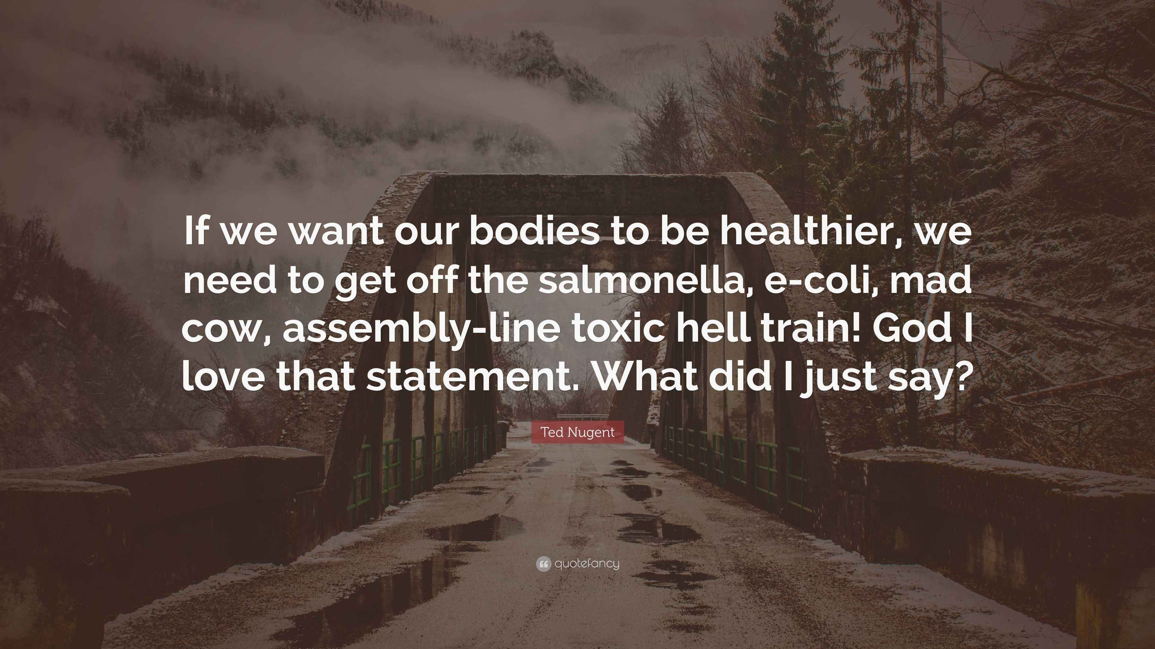 Ted Nugent Quote: “If we want our bodies to be healthier, we need to ...