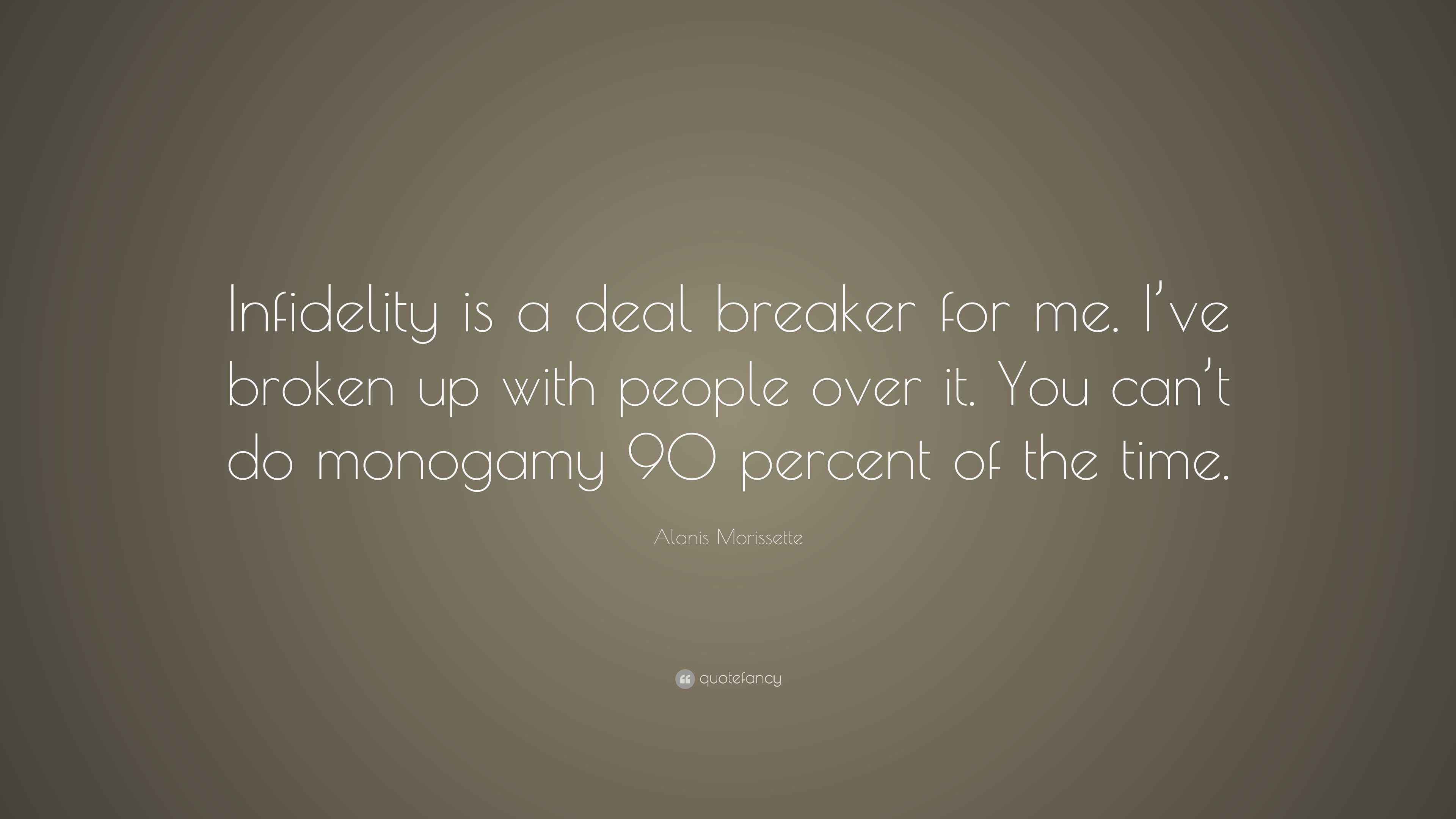 Alanis Morissette Quote: “Infidelity is a deal breaker for me. I’ve ...