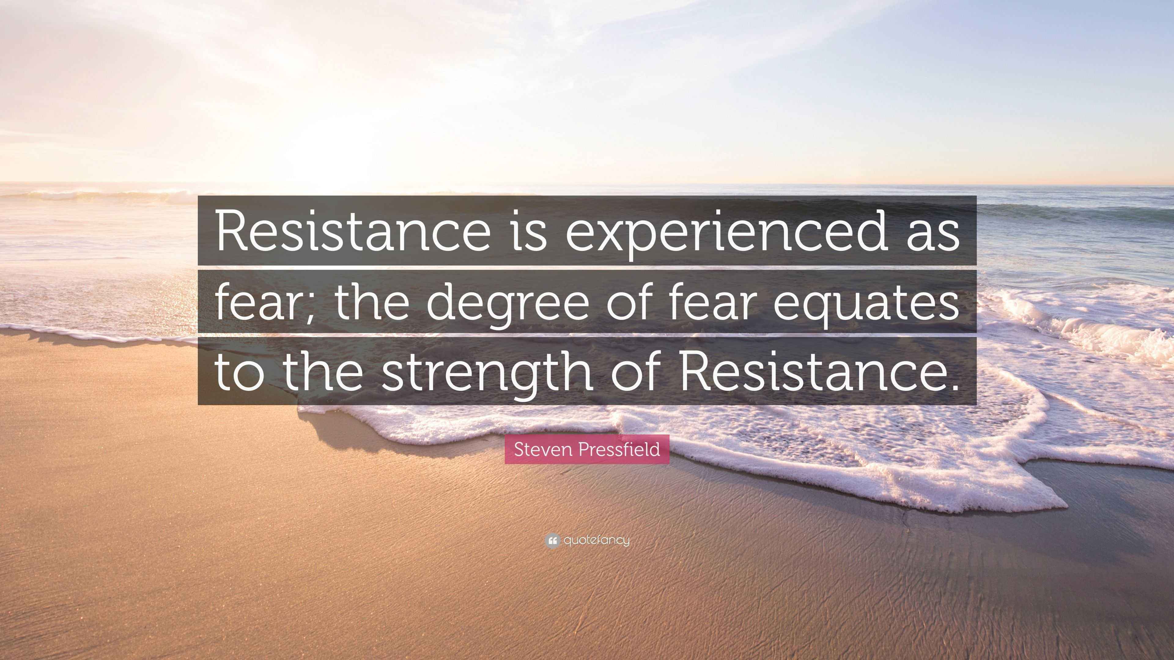 Steven Pressfield Quote: “Resistance is experienced as fear; the degree ...