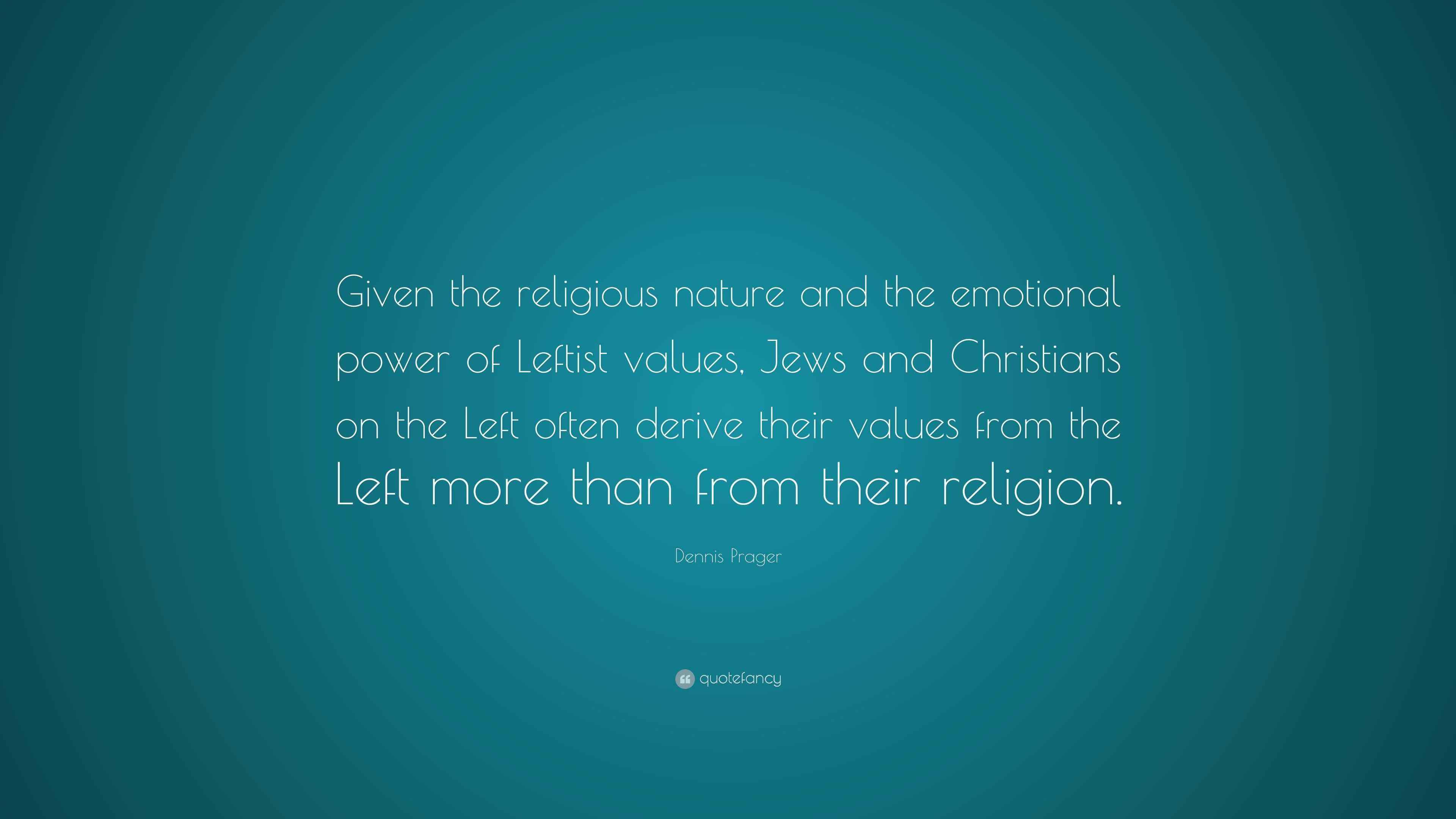 Dennis Prager Quote: “Given the religious nature and the emotional ...