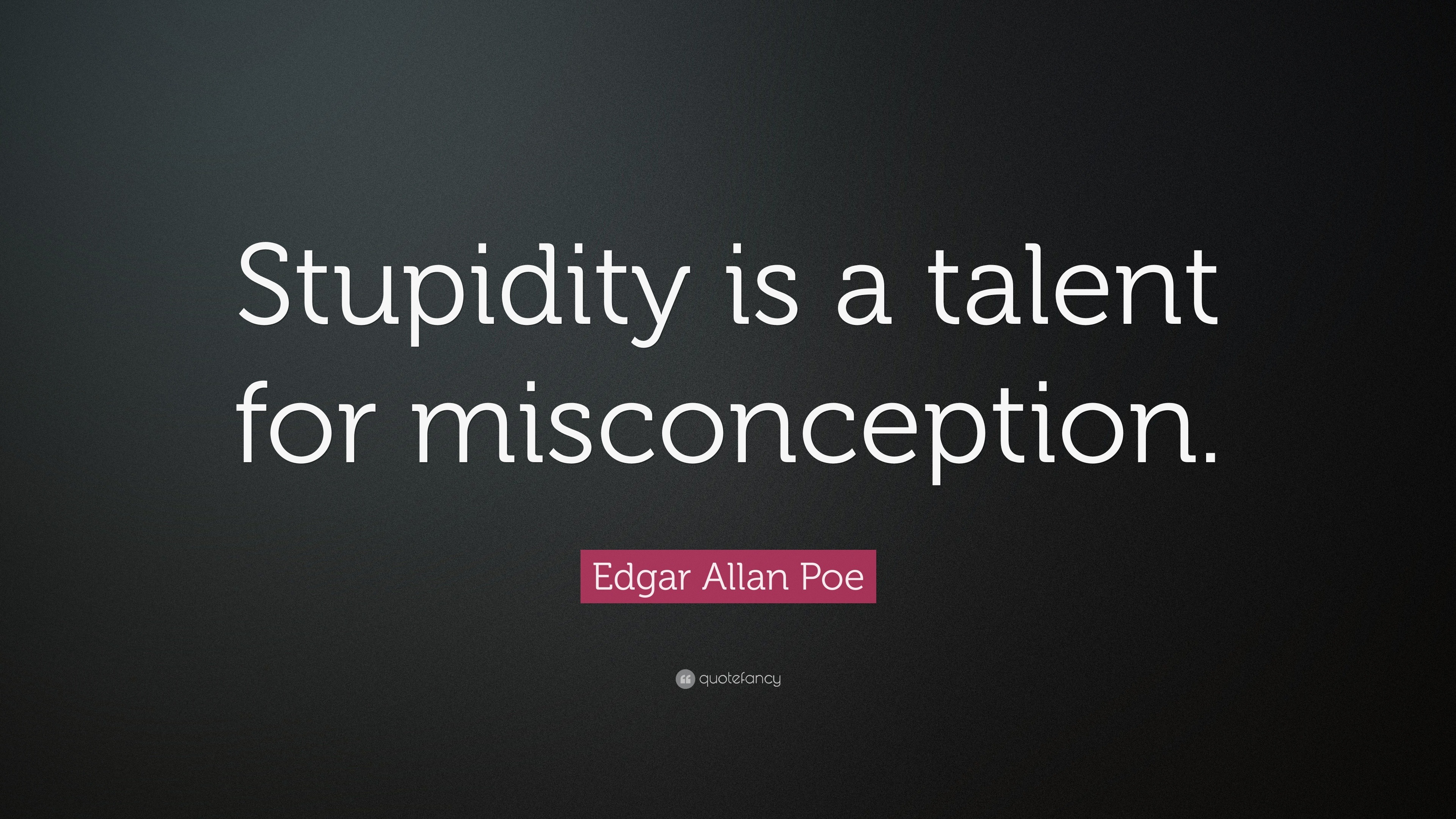 Edgar Allan Poe Quote: “Stupidity is a talent for misconception.”
