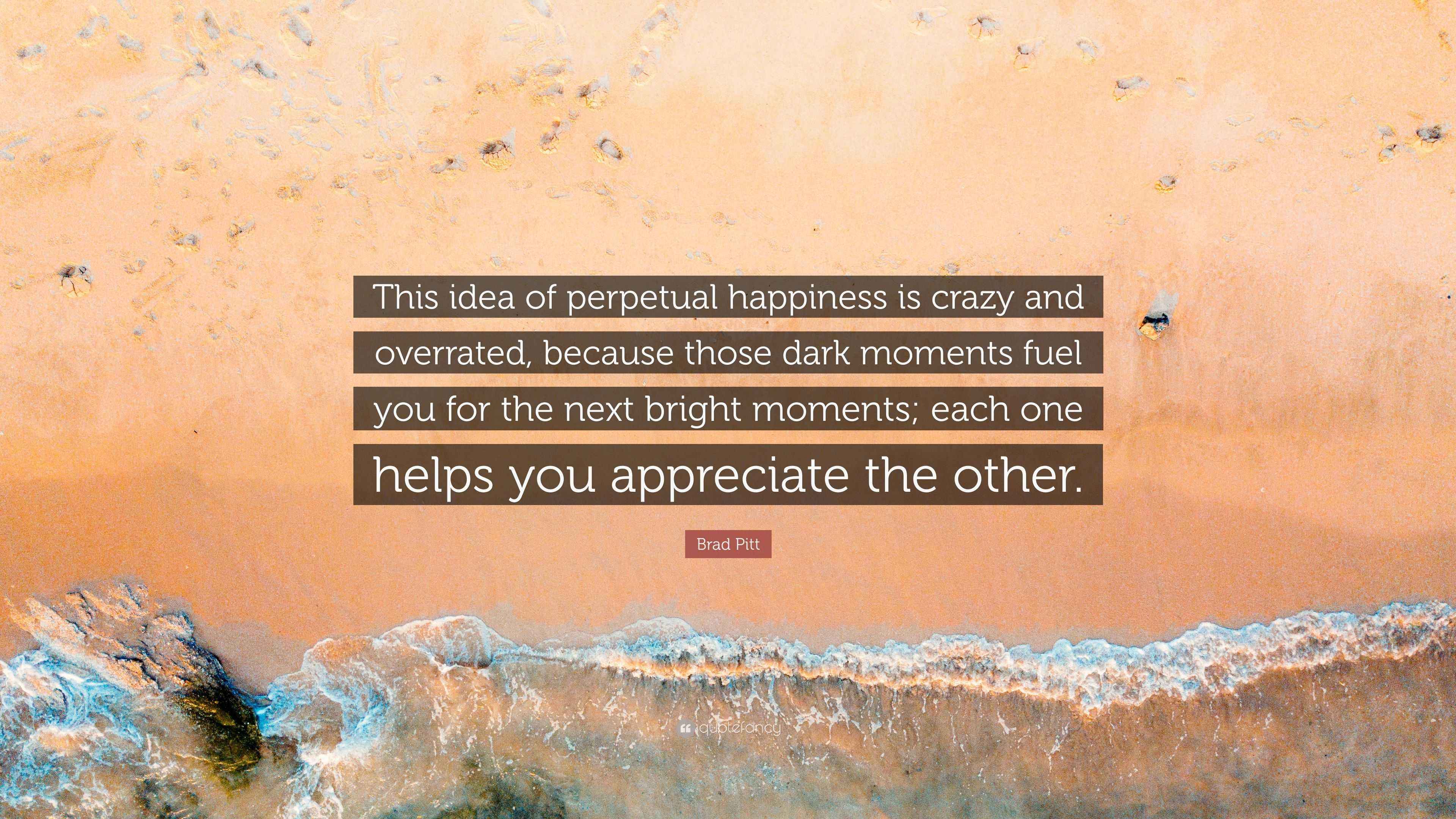 Brad Pitt Quote: “This idea of perpetual happiness is crazy and ...