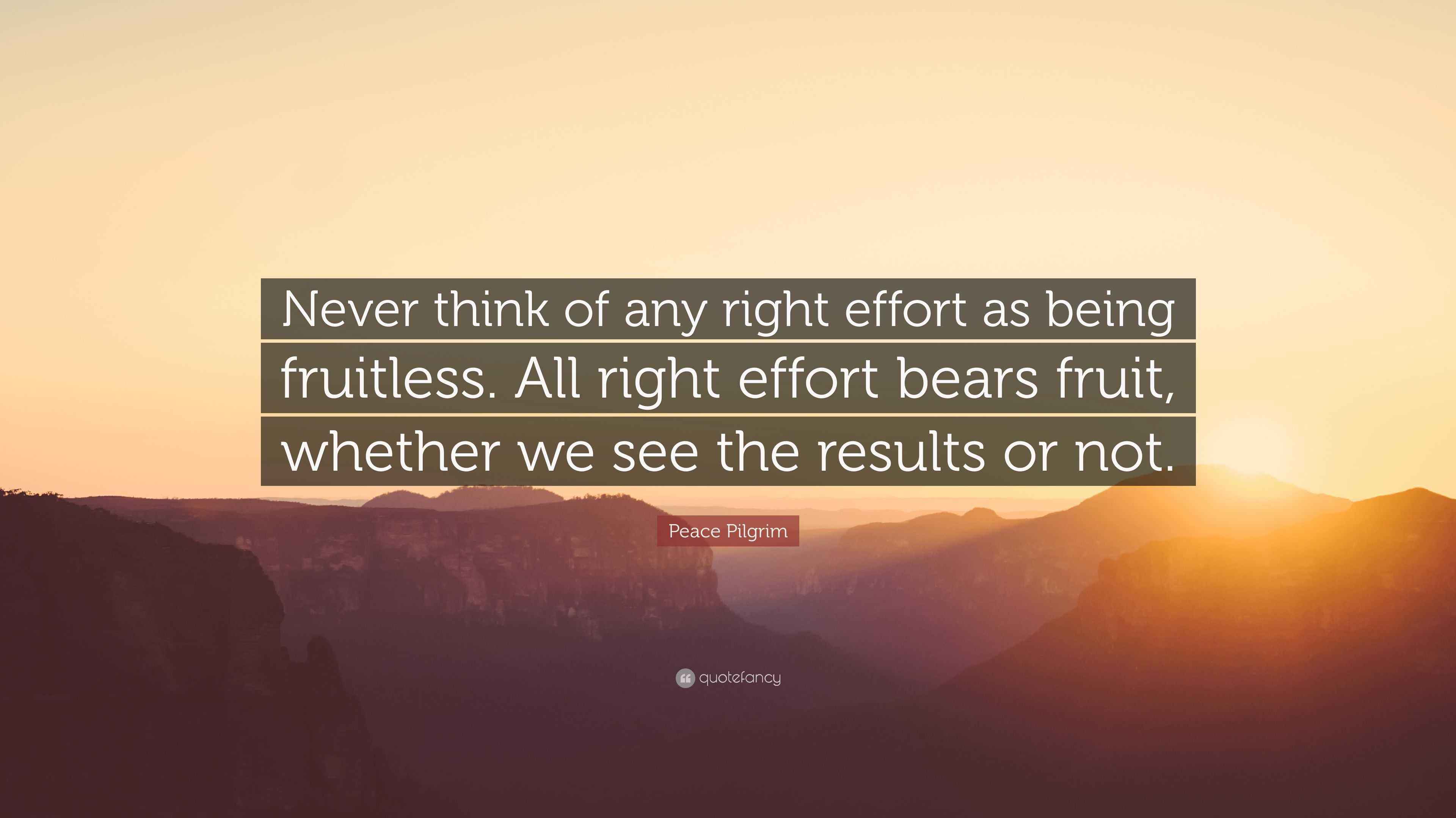 Peace Pilgrim Quote: “Never think of any right effort as being ...