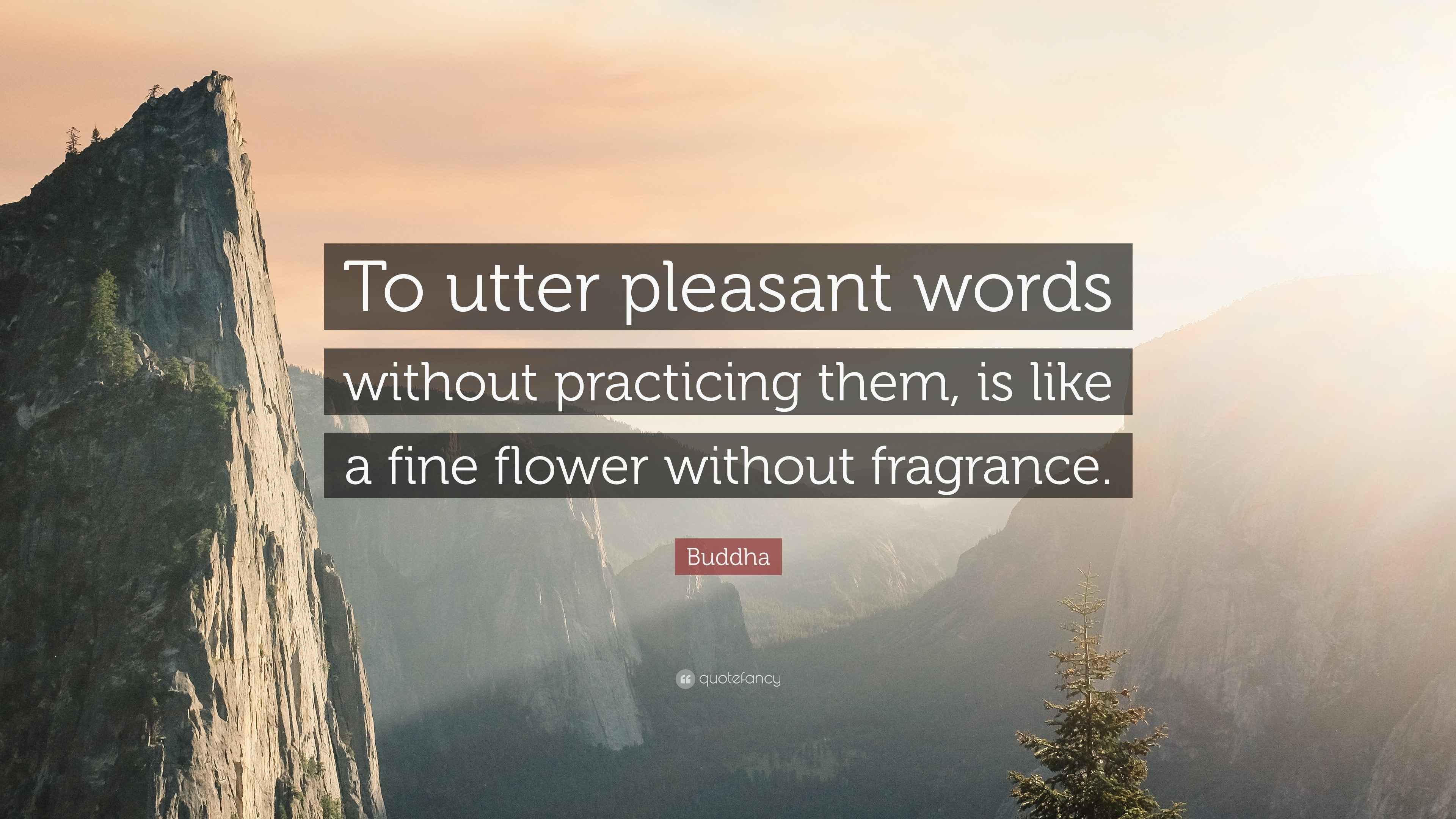 Buddha Quote: “To utter pleasant words without practicing them, is like ...