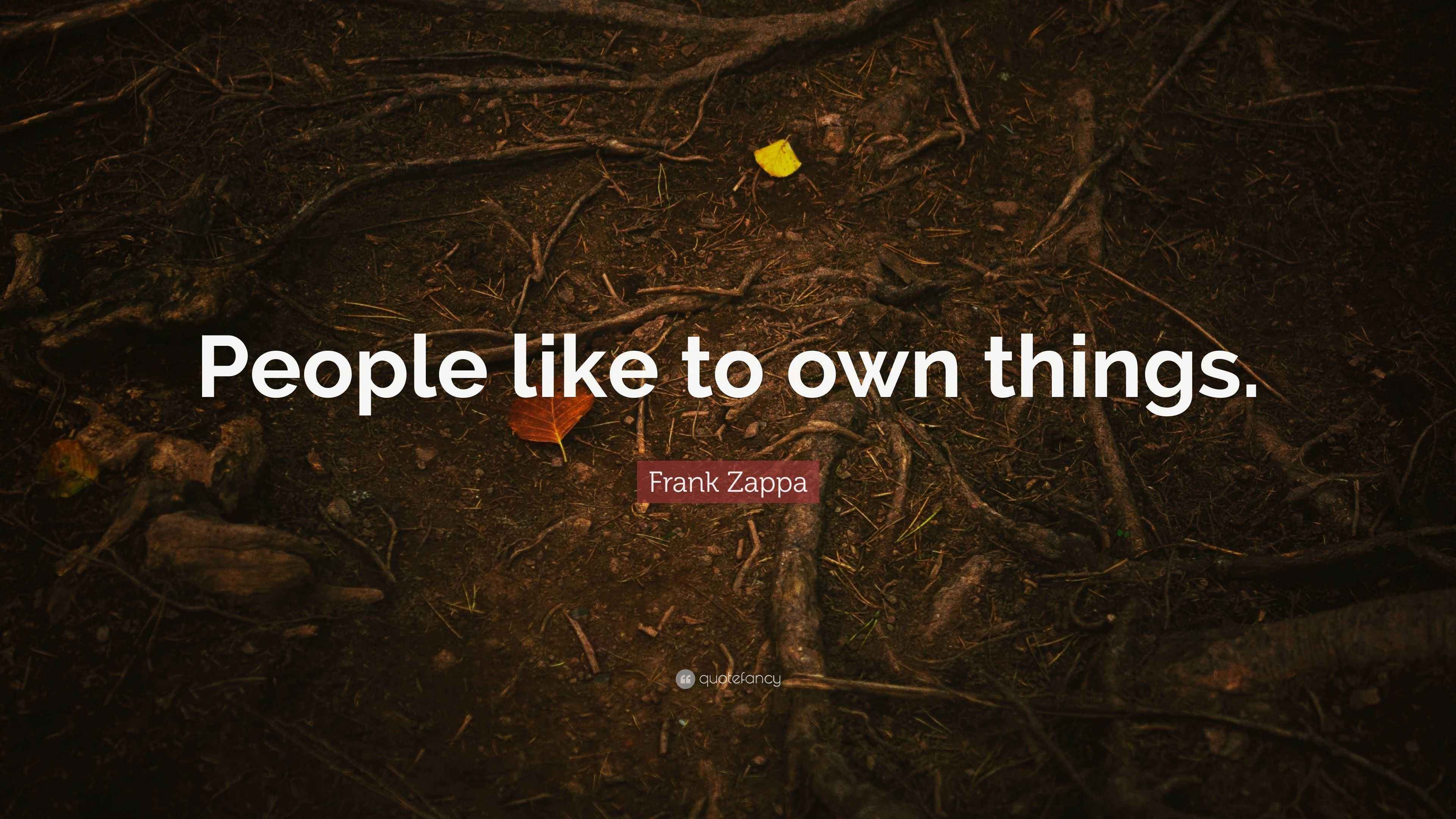Frank Zappa Quote: “People like to own things.”
