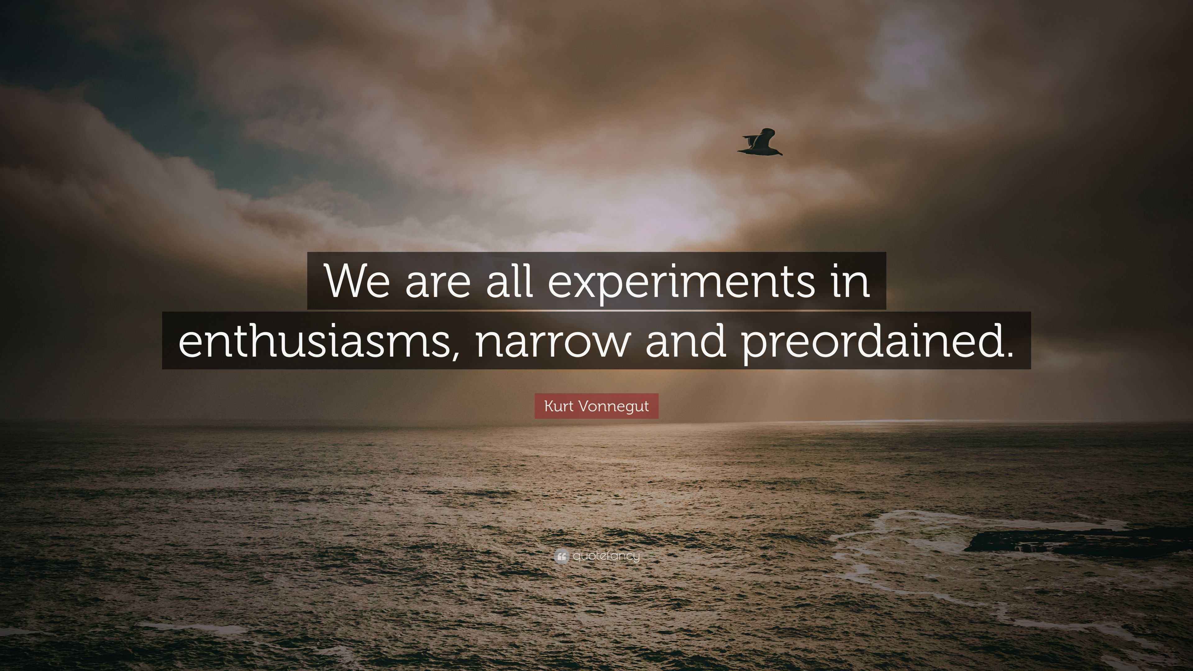 Kurt Vonnegut Quote: “We are all experiments in enthusiasms, narrow and ...