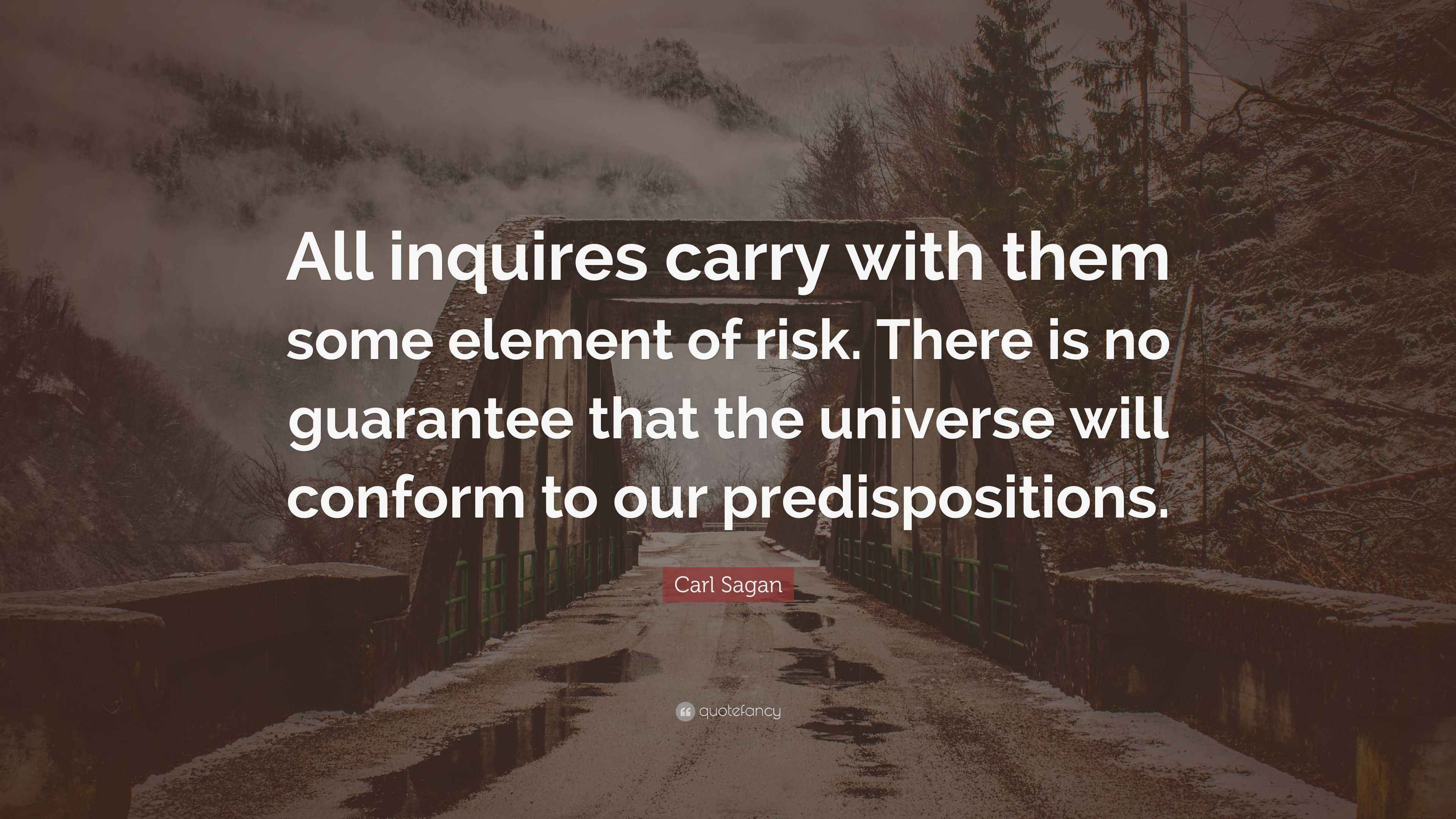 Carl Sagan Quote: “All inquires carry with them some element of risk ...