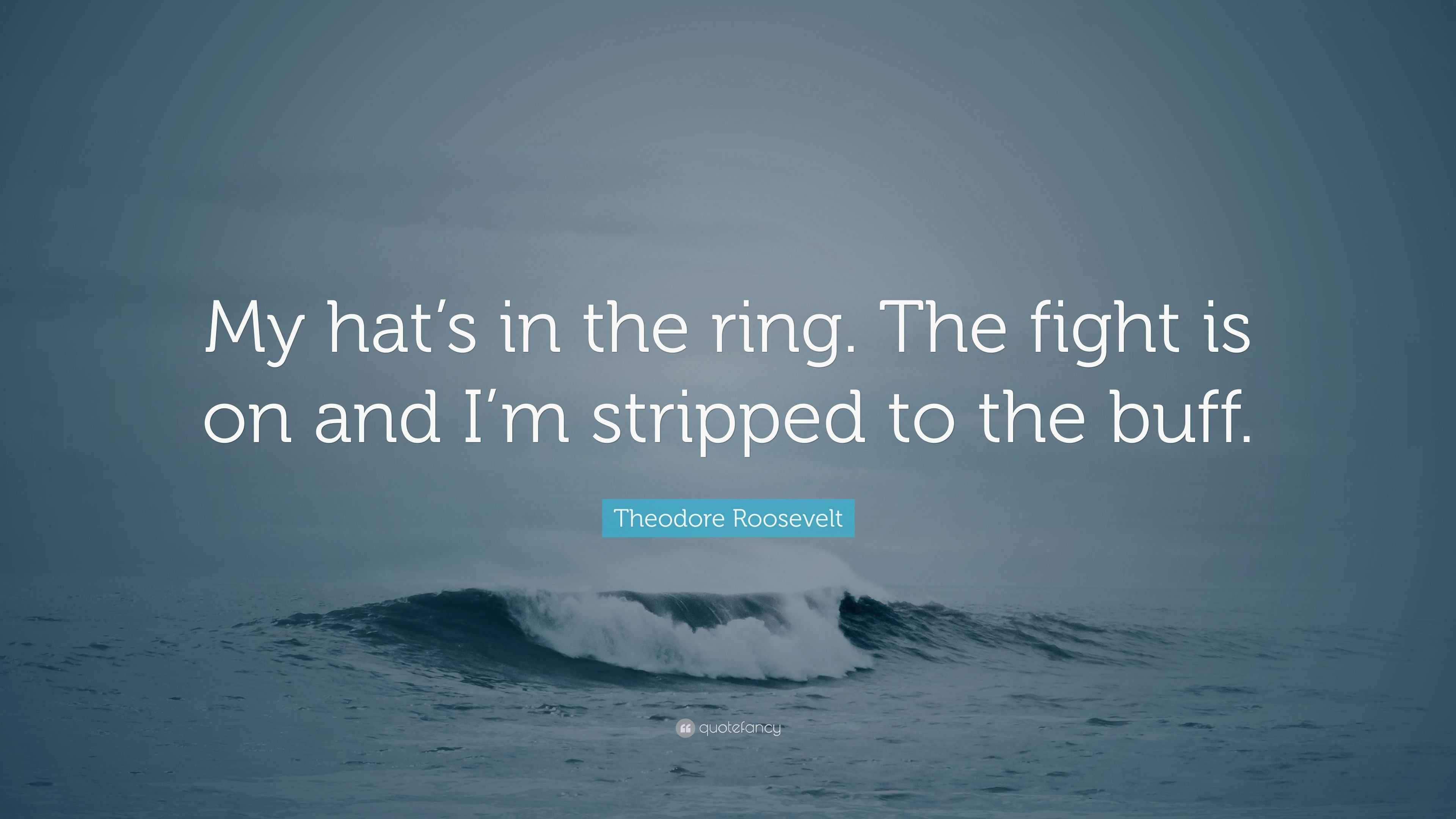 Theodore Roosevelt Quote: “My hat’s in the ring. The fight is on and I ...