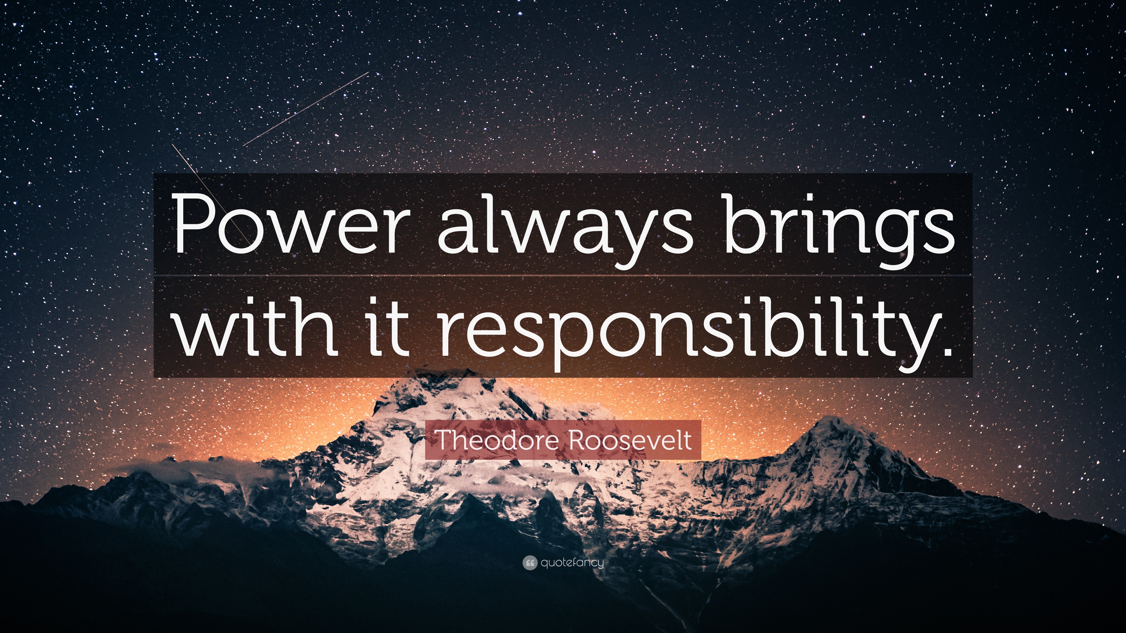 Theodore Roosevelt Quote: “Power always brings with it responsibility.”