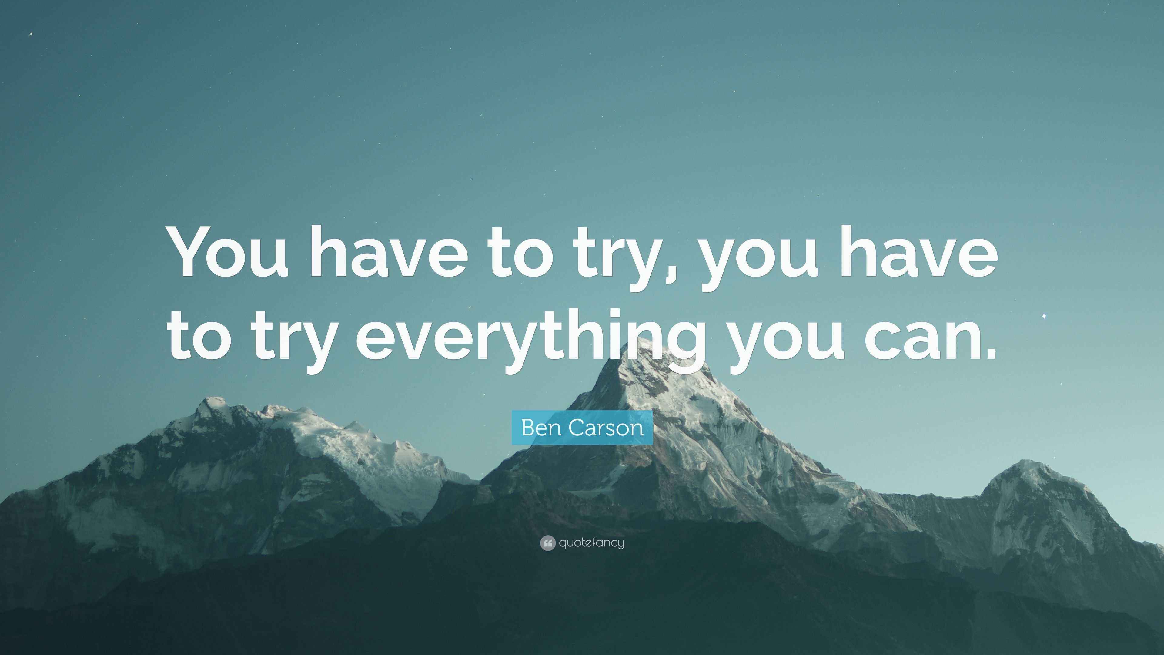 Ben Carson Quote: “You have to try, you have to try everything you can.”