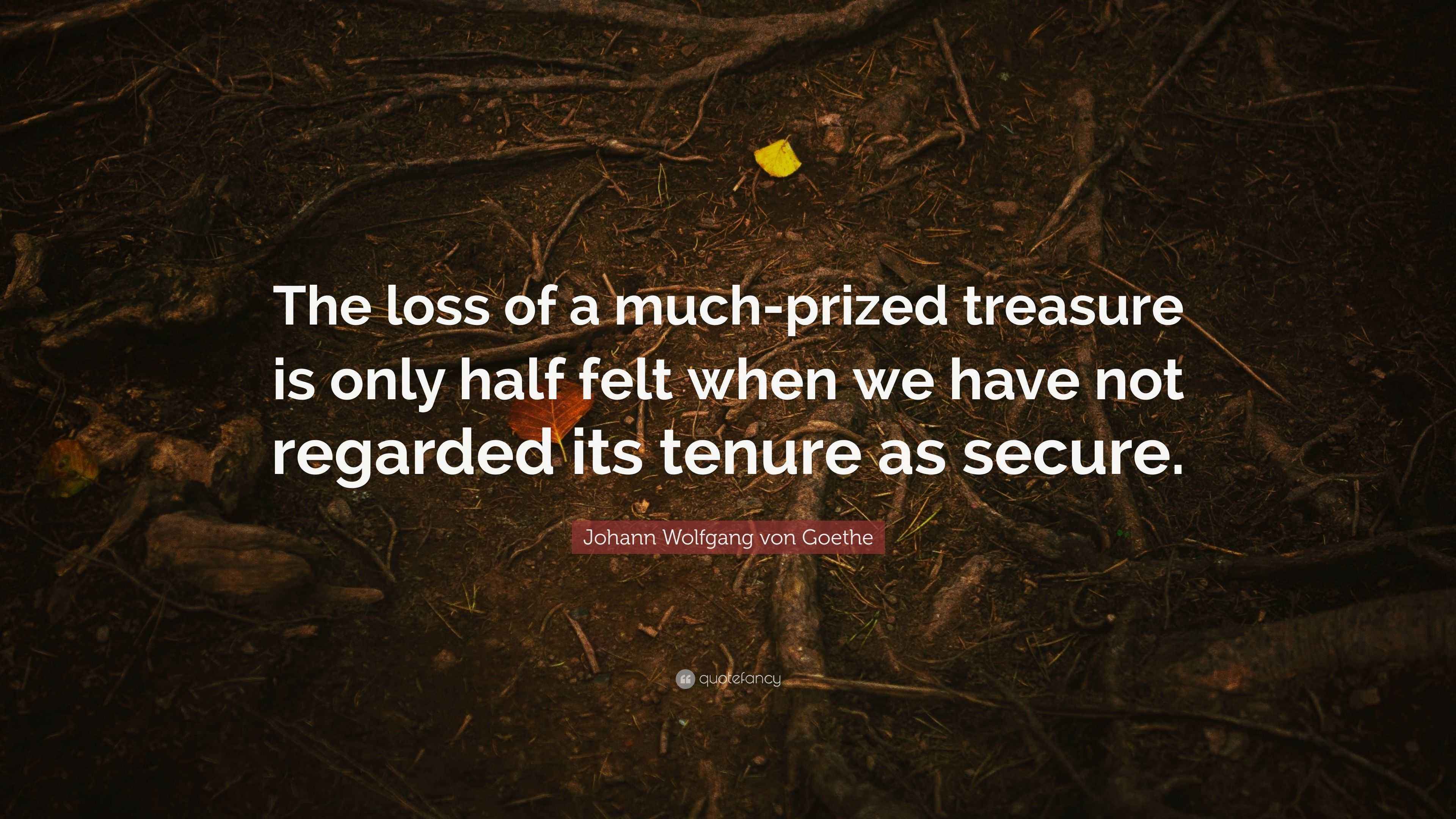 Johann Wolfgang von Goethe Quote: “The loss of a much-prized treasure ...