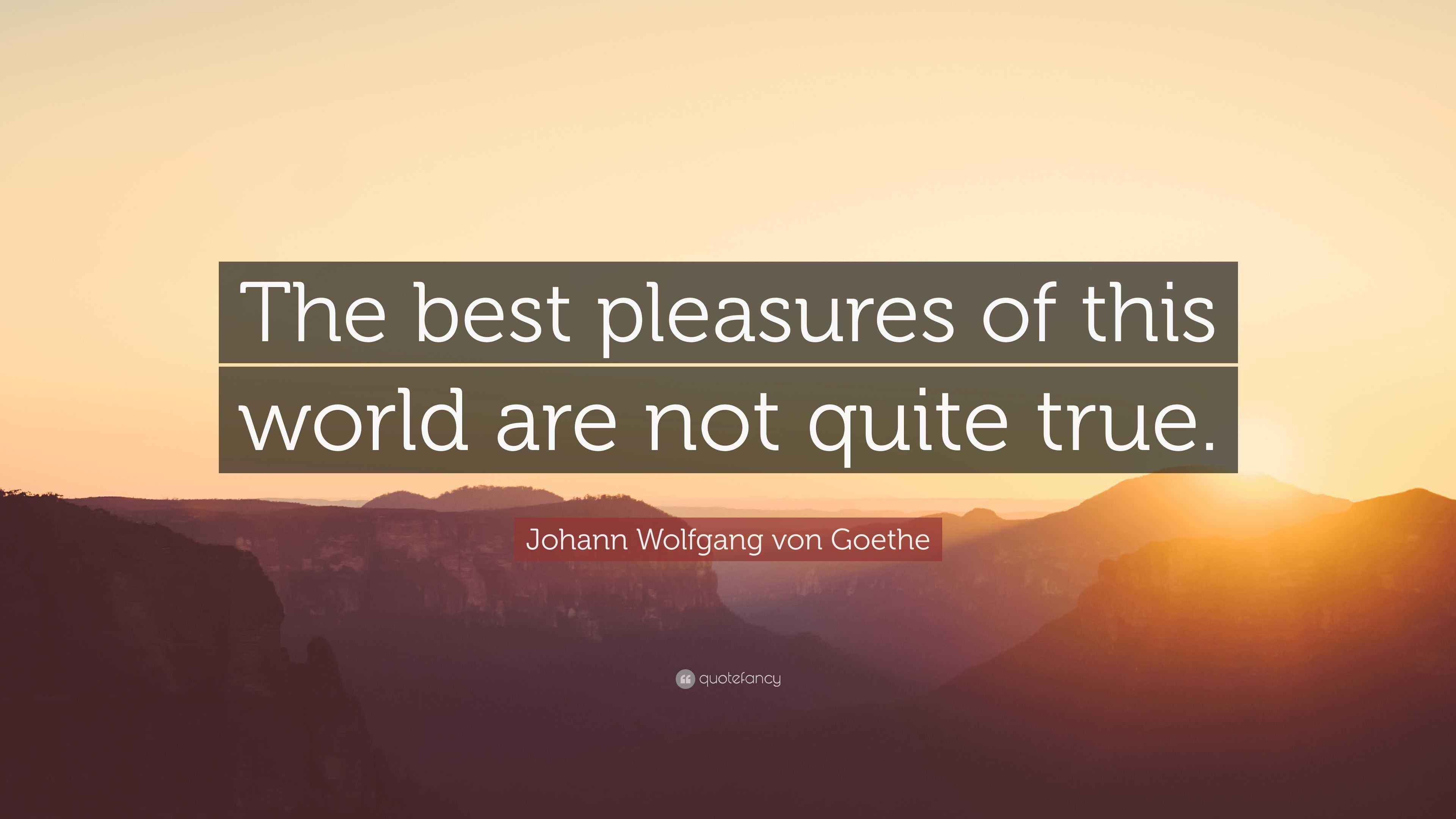 Johann Wolfgang von Goethe Quote: “The best pleasures of this world are ...