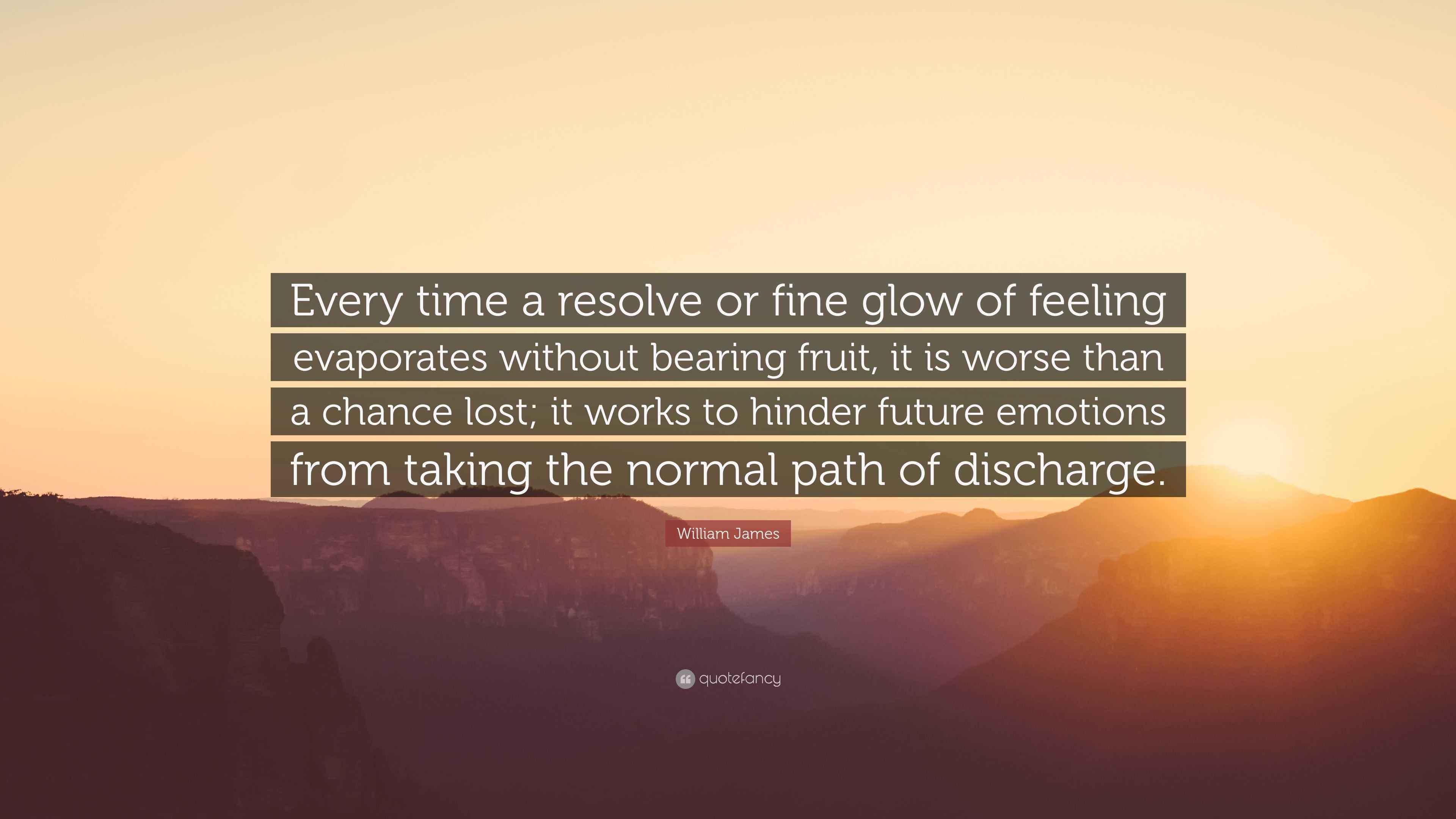 William James Quote: “Every time a resolve or fine glow of feeling ...
