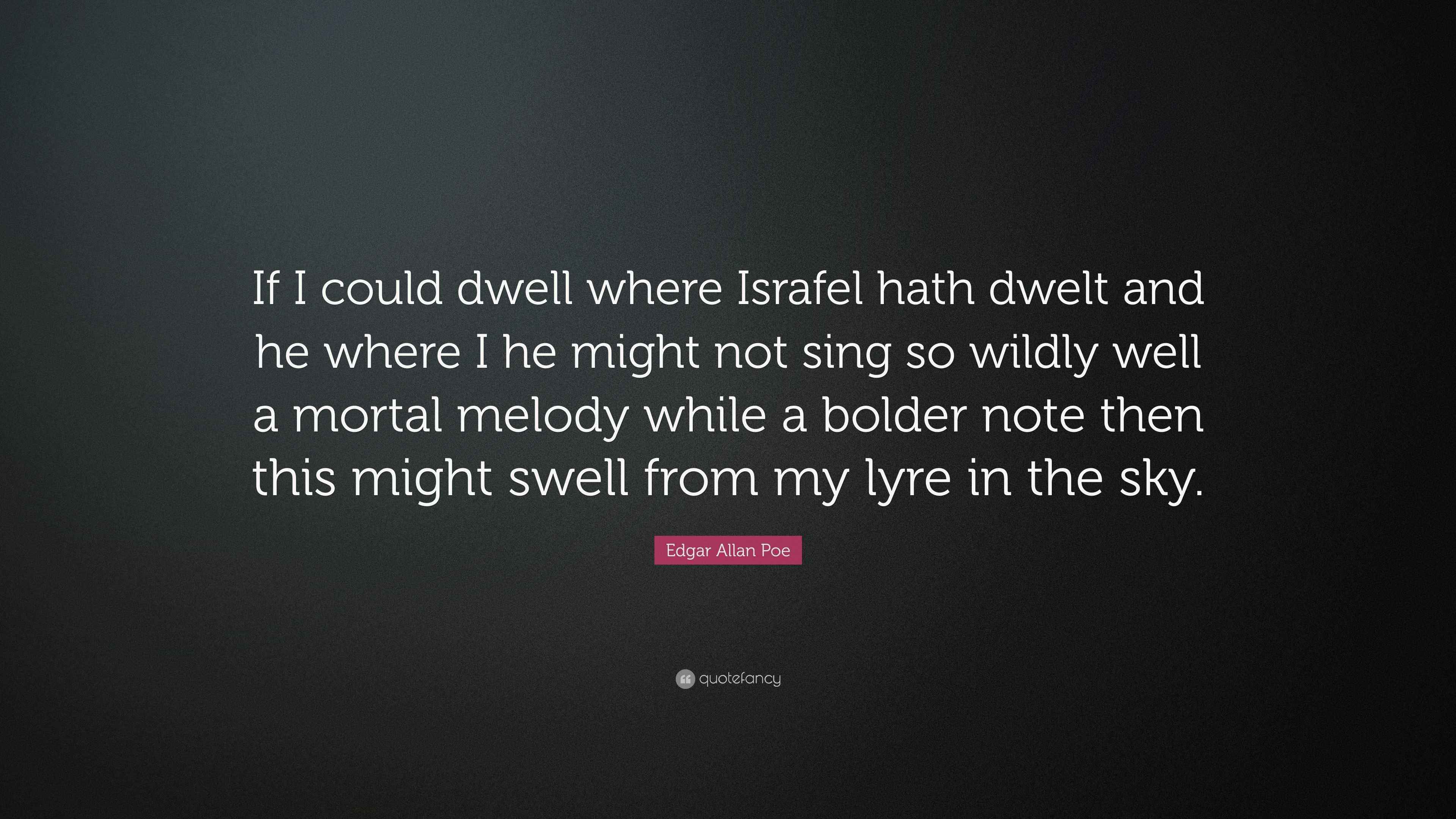 Edgar Allan Poe Quote: “If I could dwell where Israfel hath dwelt and ...