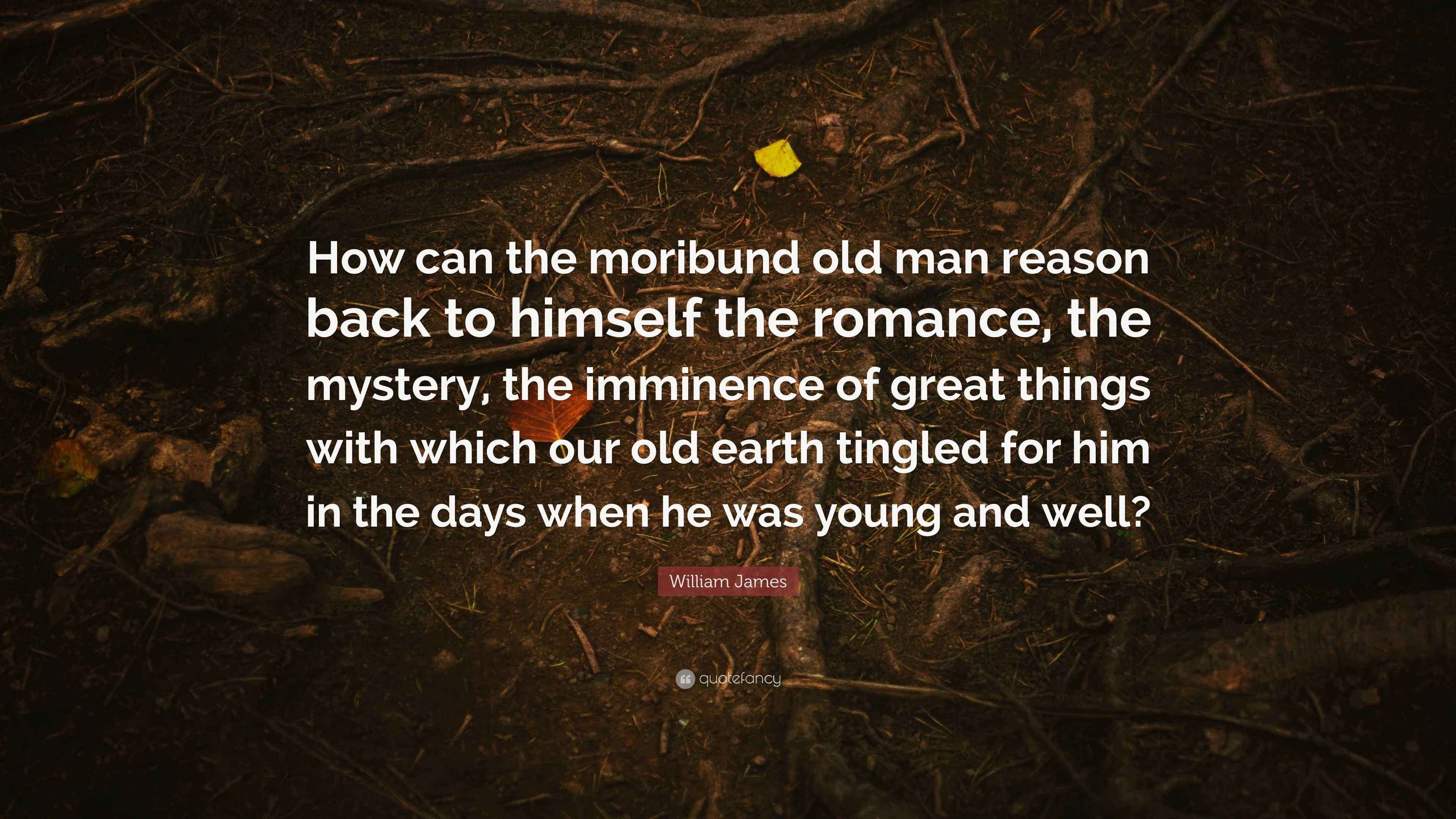 William James Quote: “How can the moribund old man reason back to ...