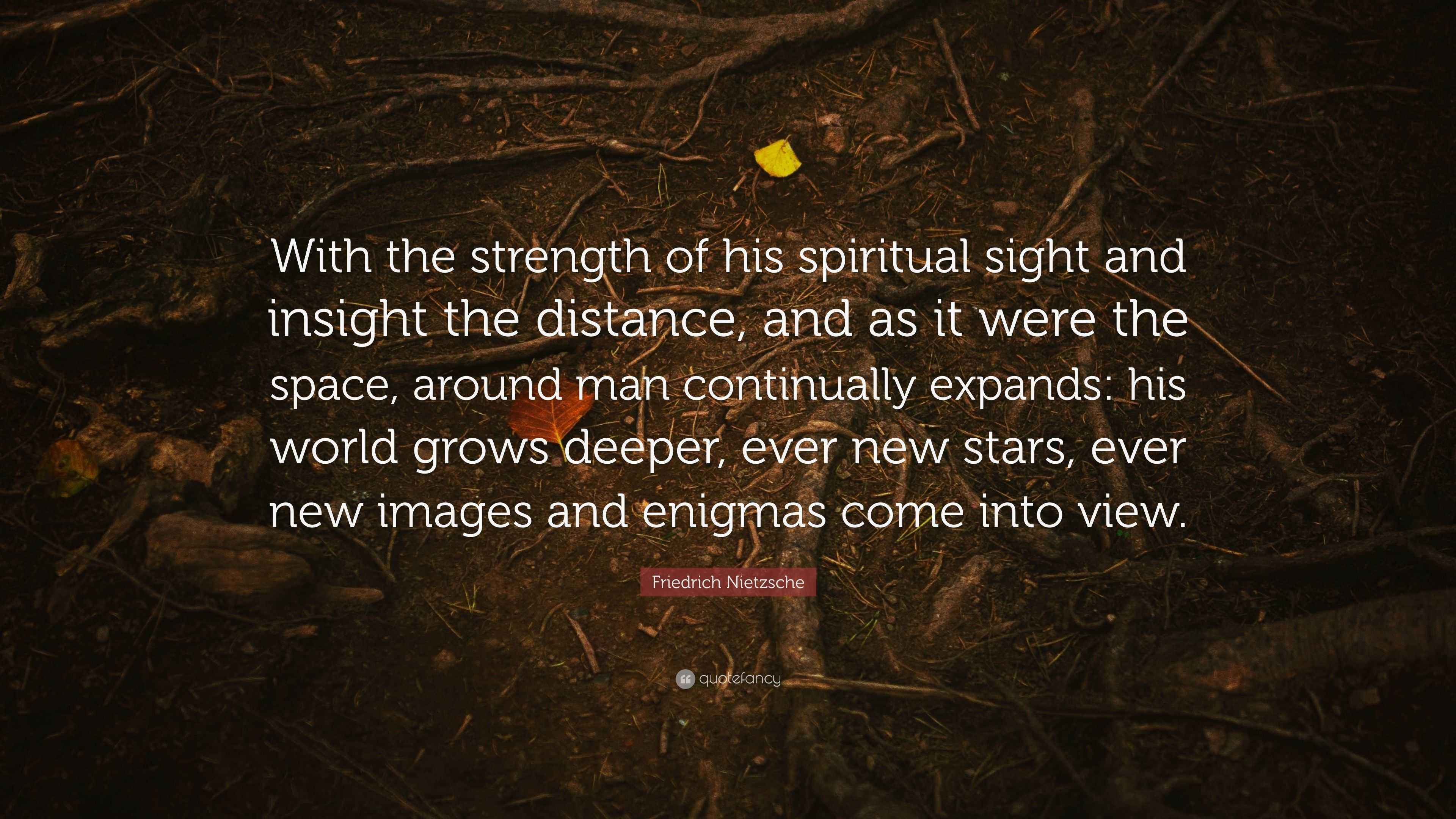 Friedrich Nietzsche Quote: “With the strength of his spiritual sight ...