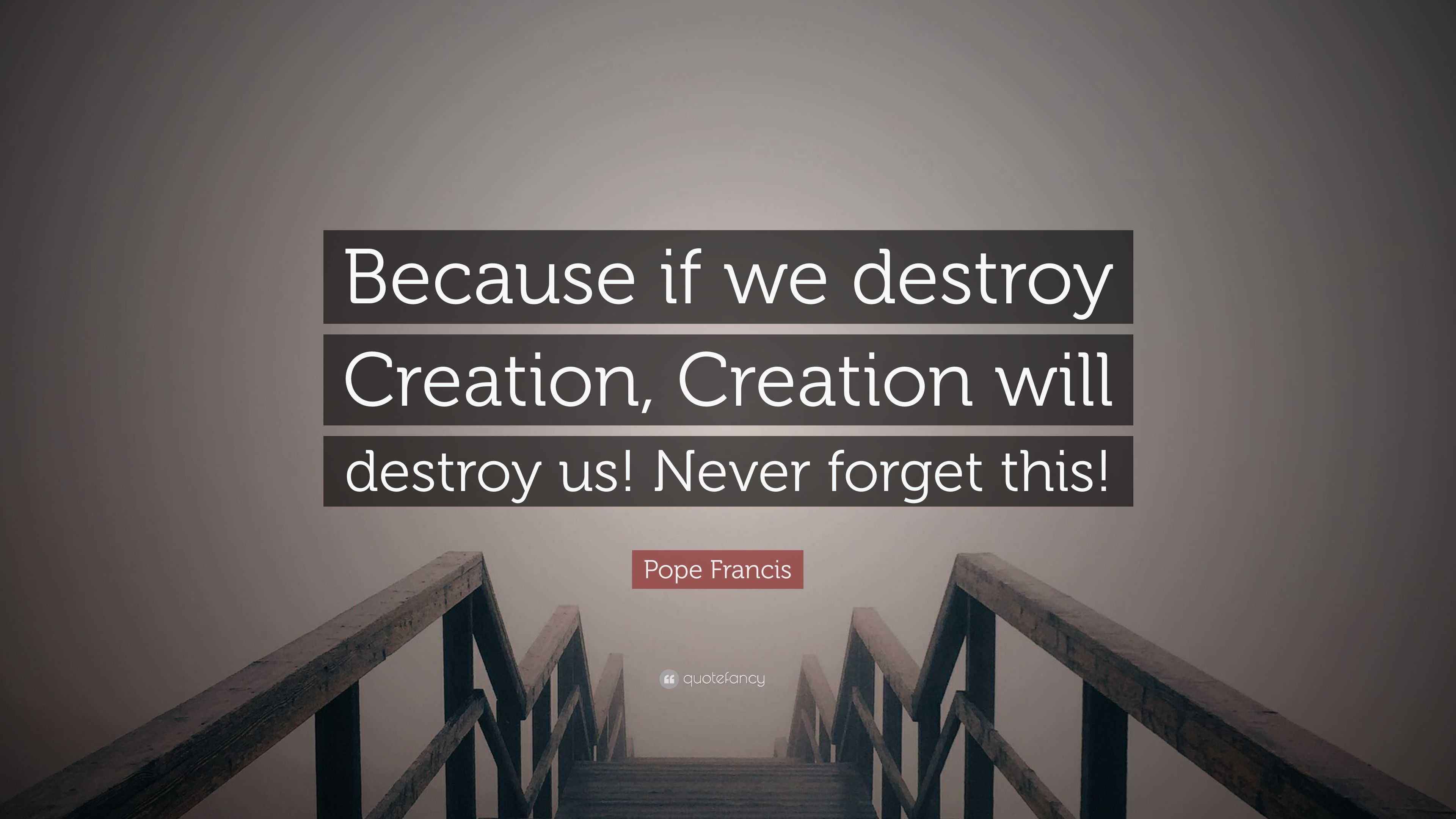 Pope Francis Quote: “Because if we destroy Creation, Creation will ...