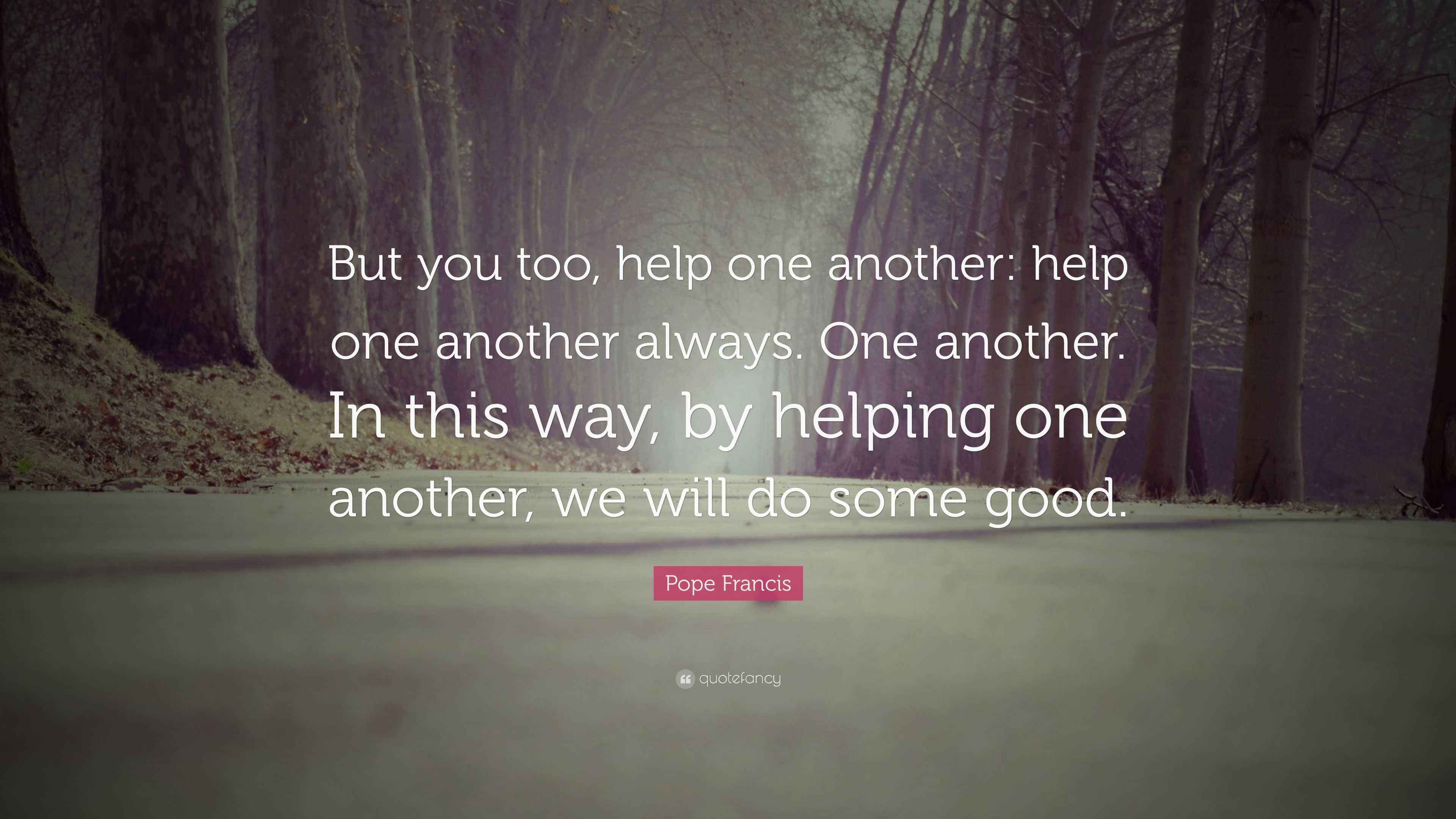 Pope Francis Quote: “But you too, help one another: help one another ...