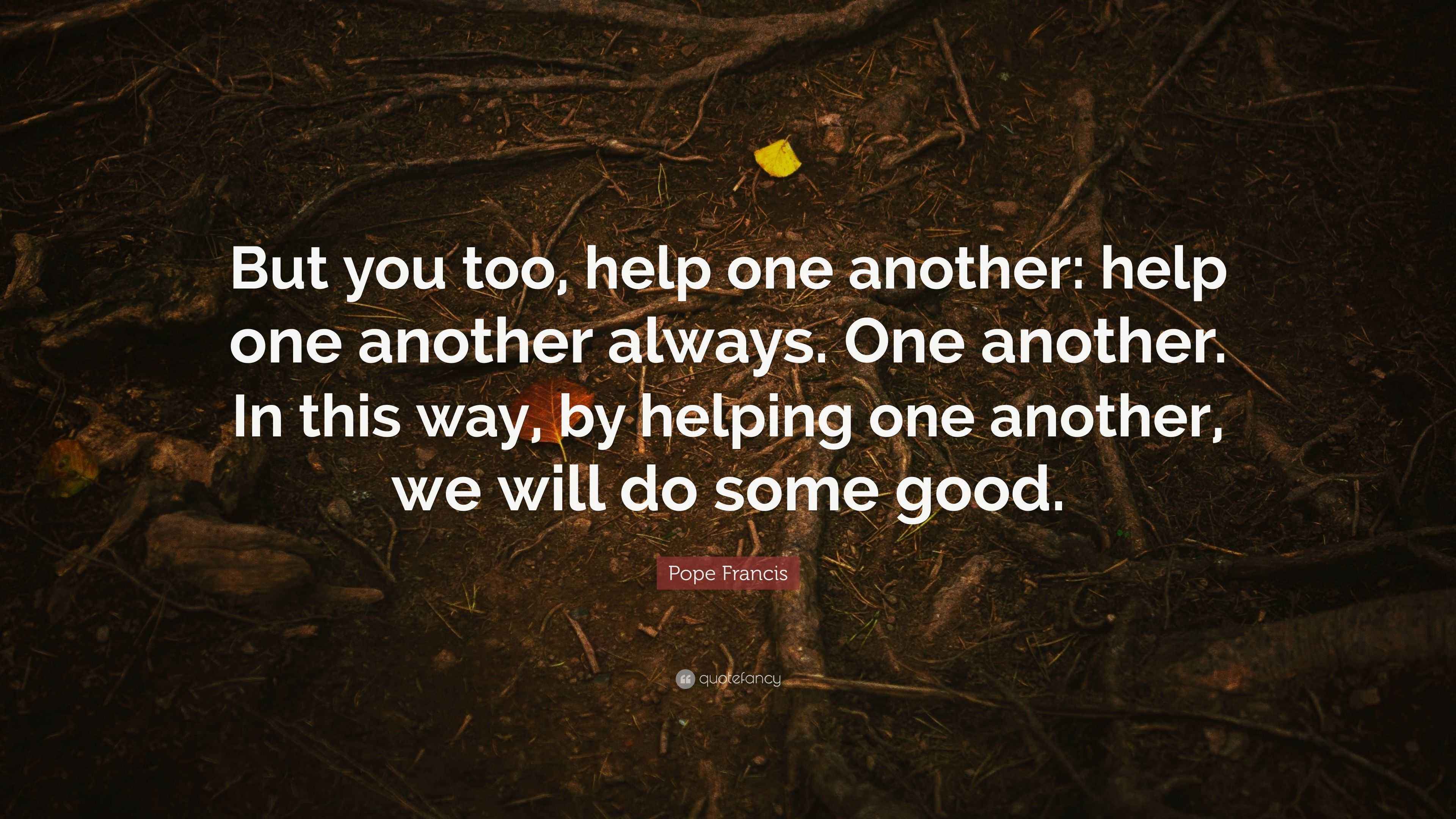 Pope Francis Quote: “But you too, help one another: help one another ...