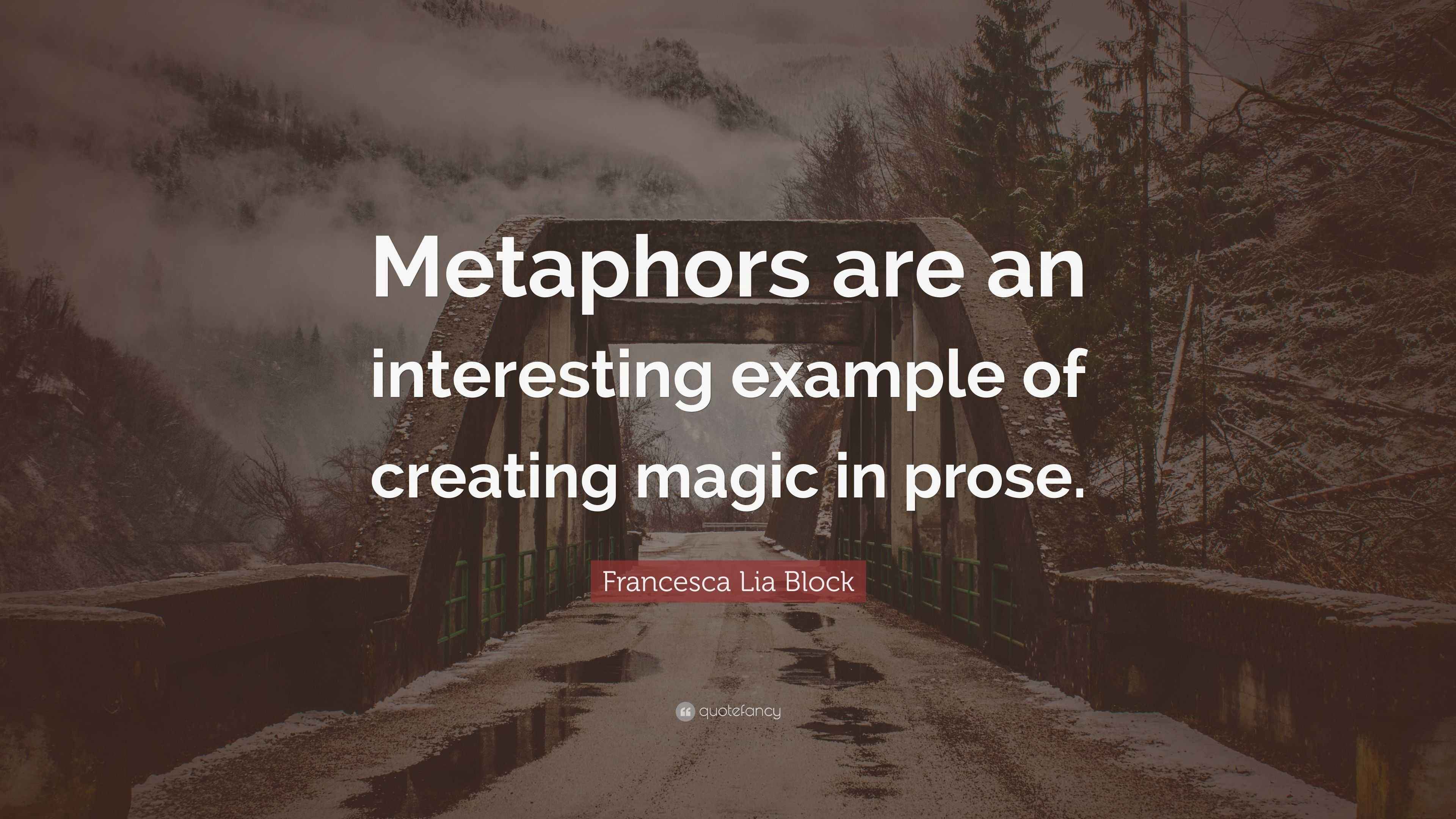 Francesca Lia Block Quote: “Metaphors are an interesting example of ...