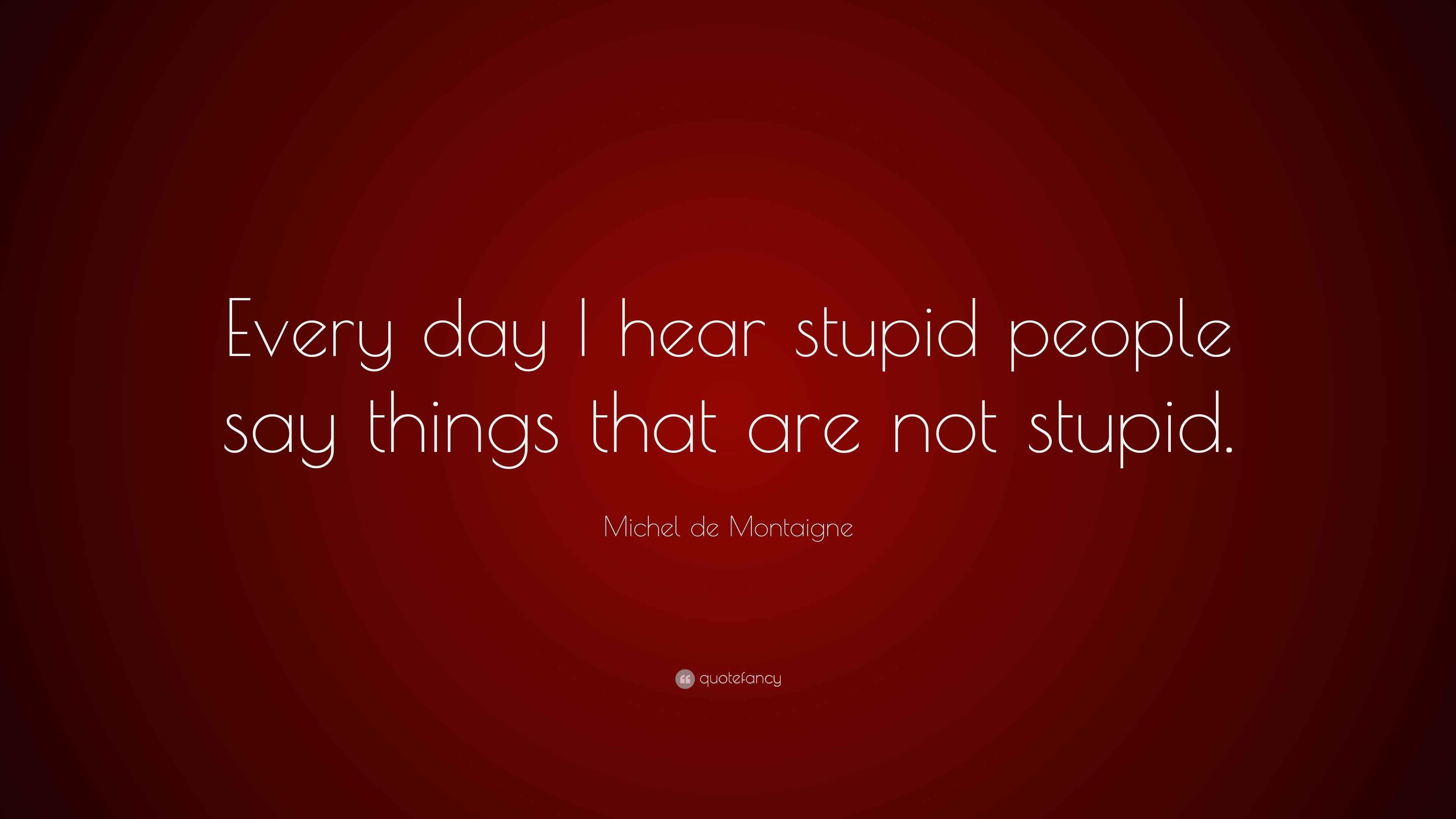 Michel de Montaigne Quote: “Every day I hear stupid people say things ...