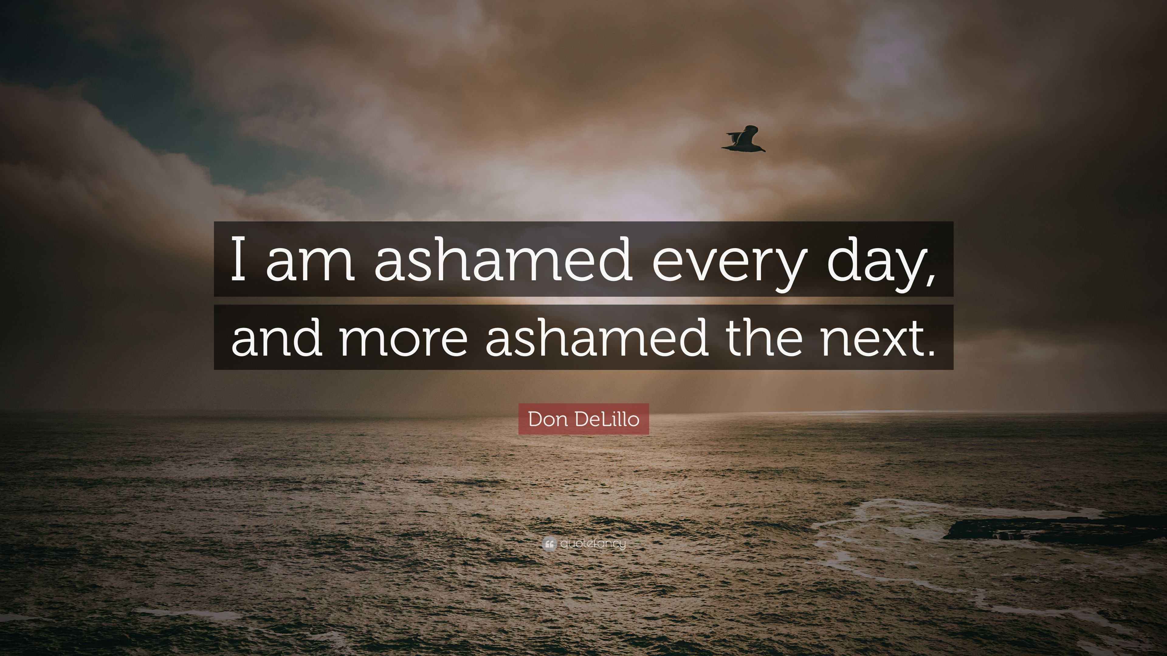 Don DeLillo Quote: “I am ashamed every day, and more ashamed the next.”