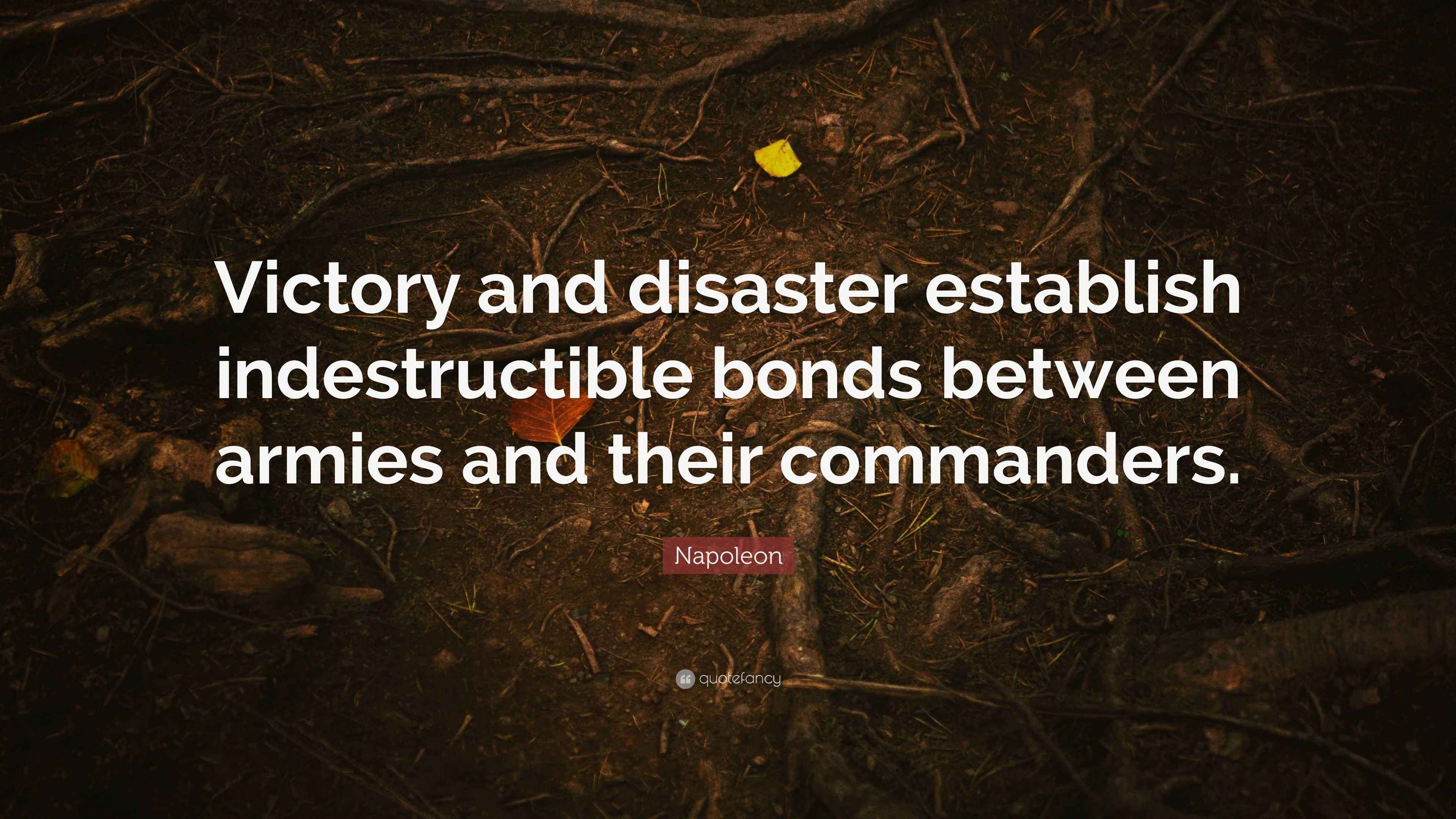 Napoleon Quote: “Victory and disaster establish indestructible bonds ...
