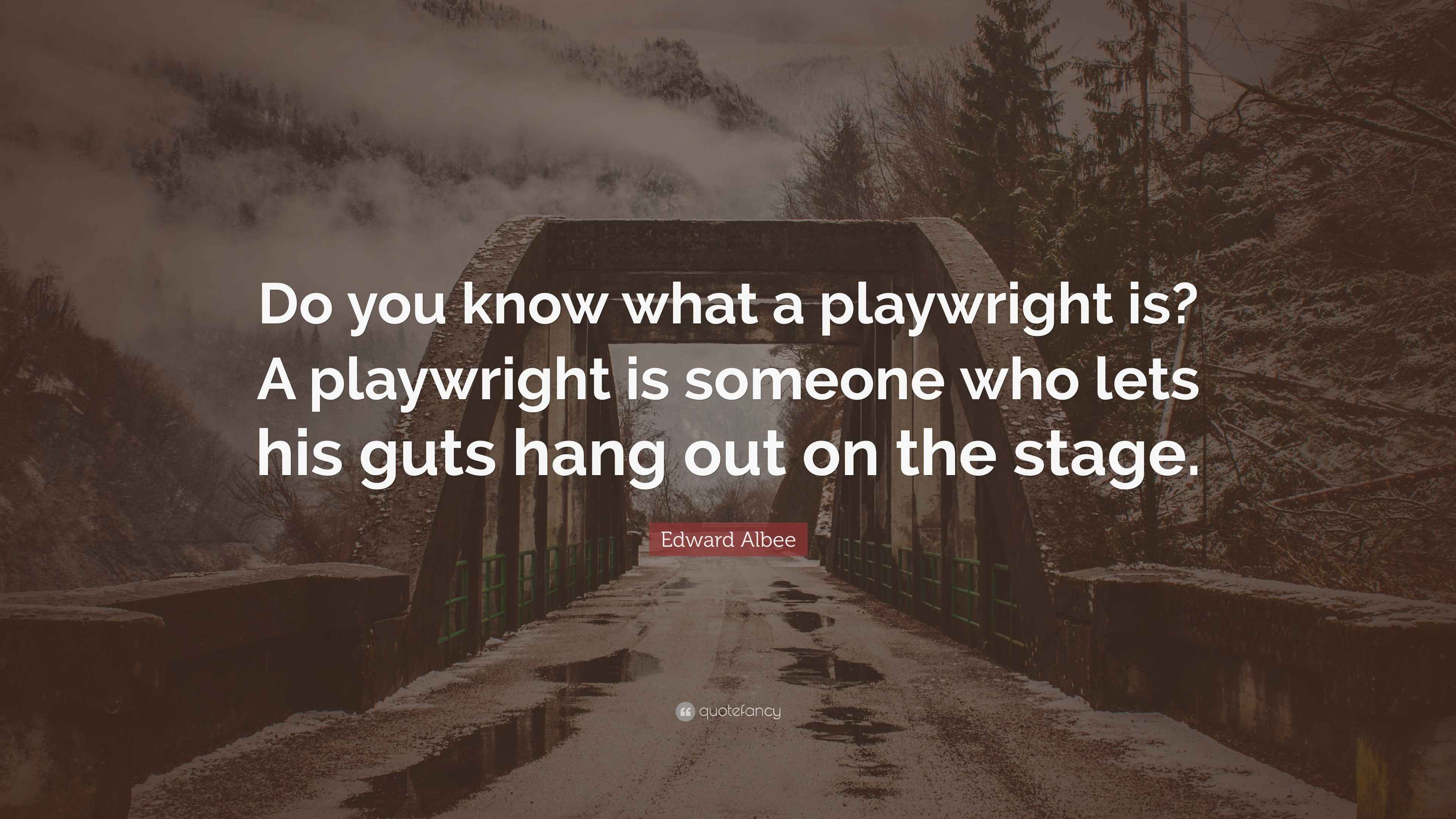 Edward Albee Quote: “Do you know what a playwright is? A playwright is ...